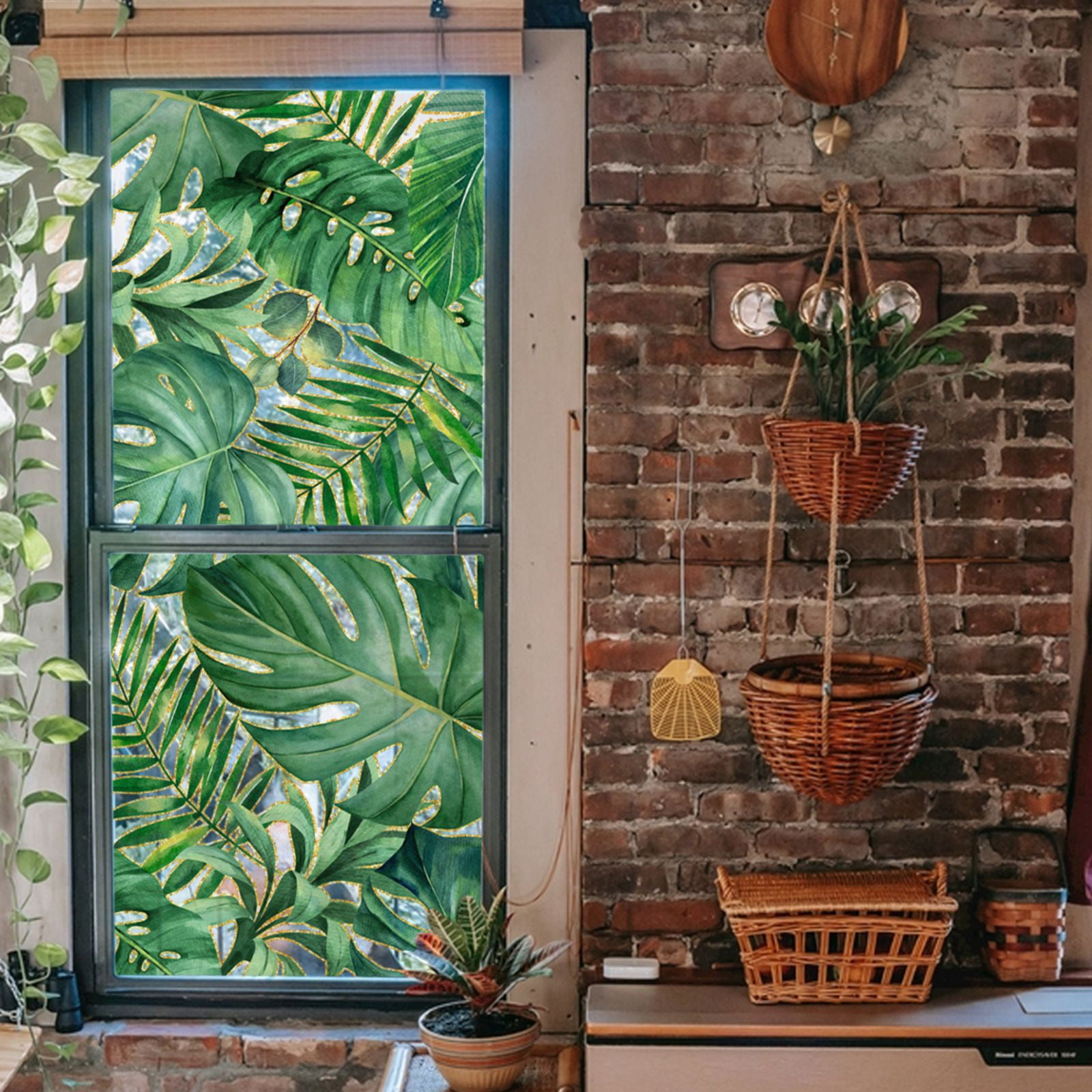 Leaves Window Privacy Films, Light Filtering Static Clings PVC Non ...