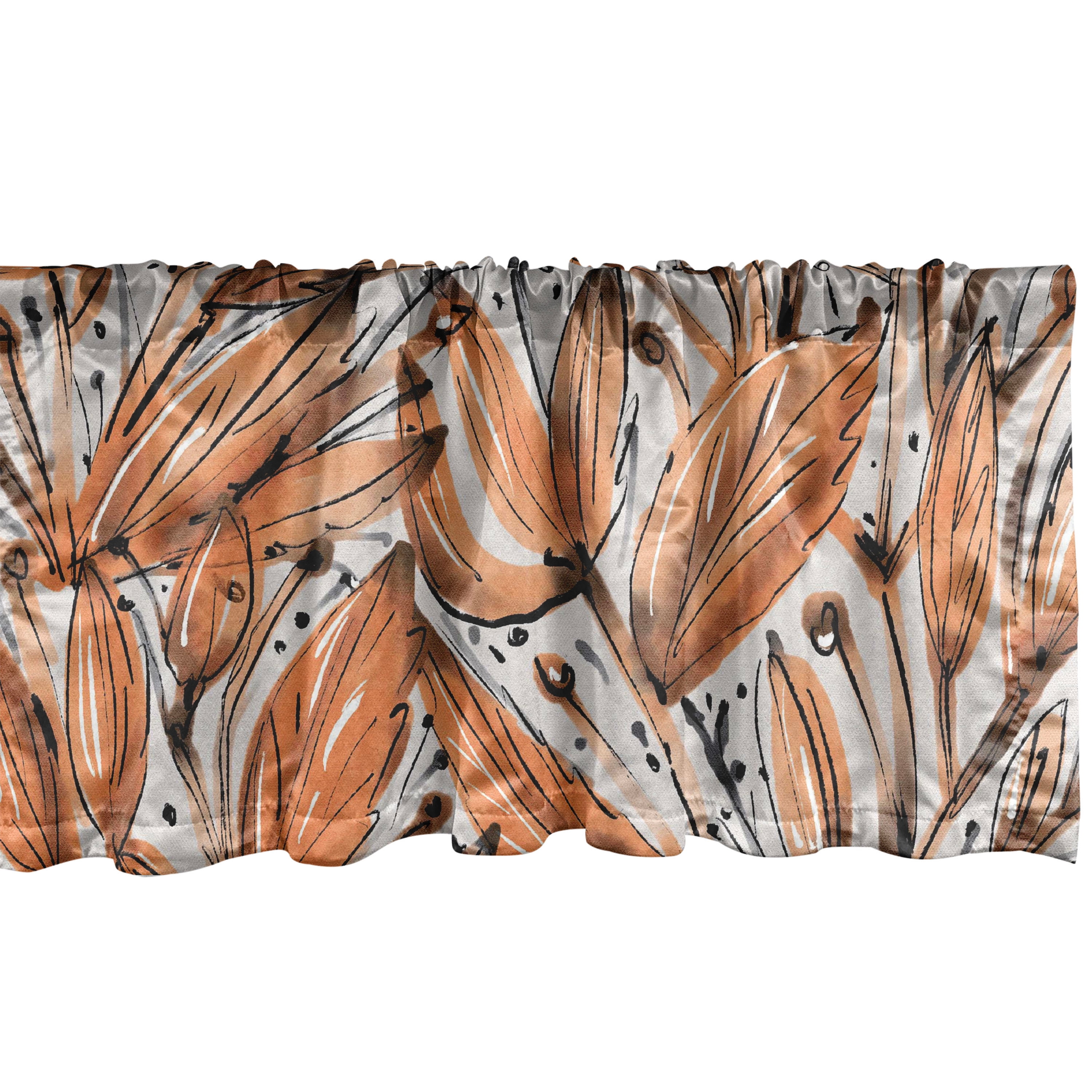Leaves Window Valance, Botanical Themed Pattern of Watercolor Style ...