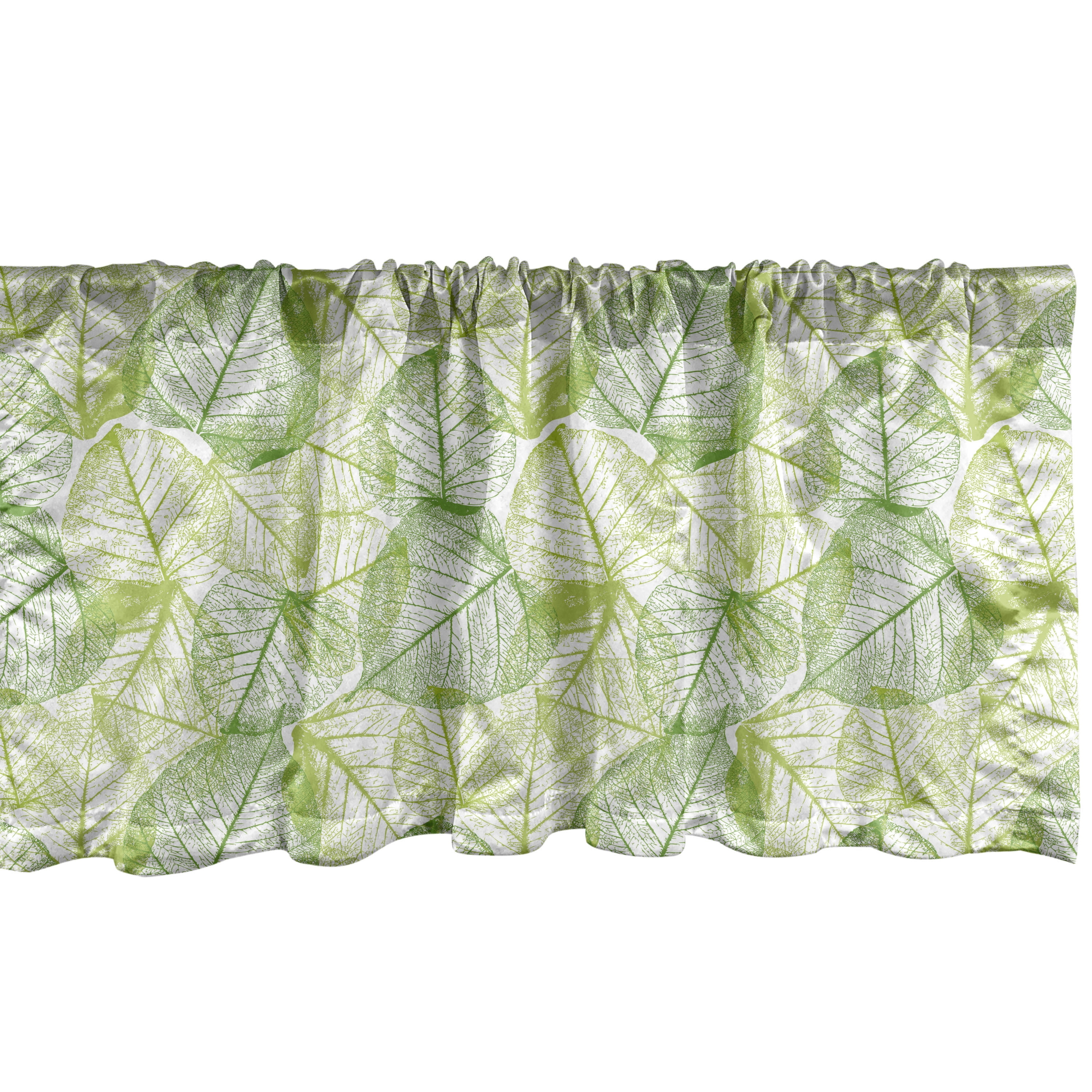 Ambesonne Leaves Valance Pack of 2, Botanical Abstract Motifs, 54"X18 ...