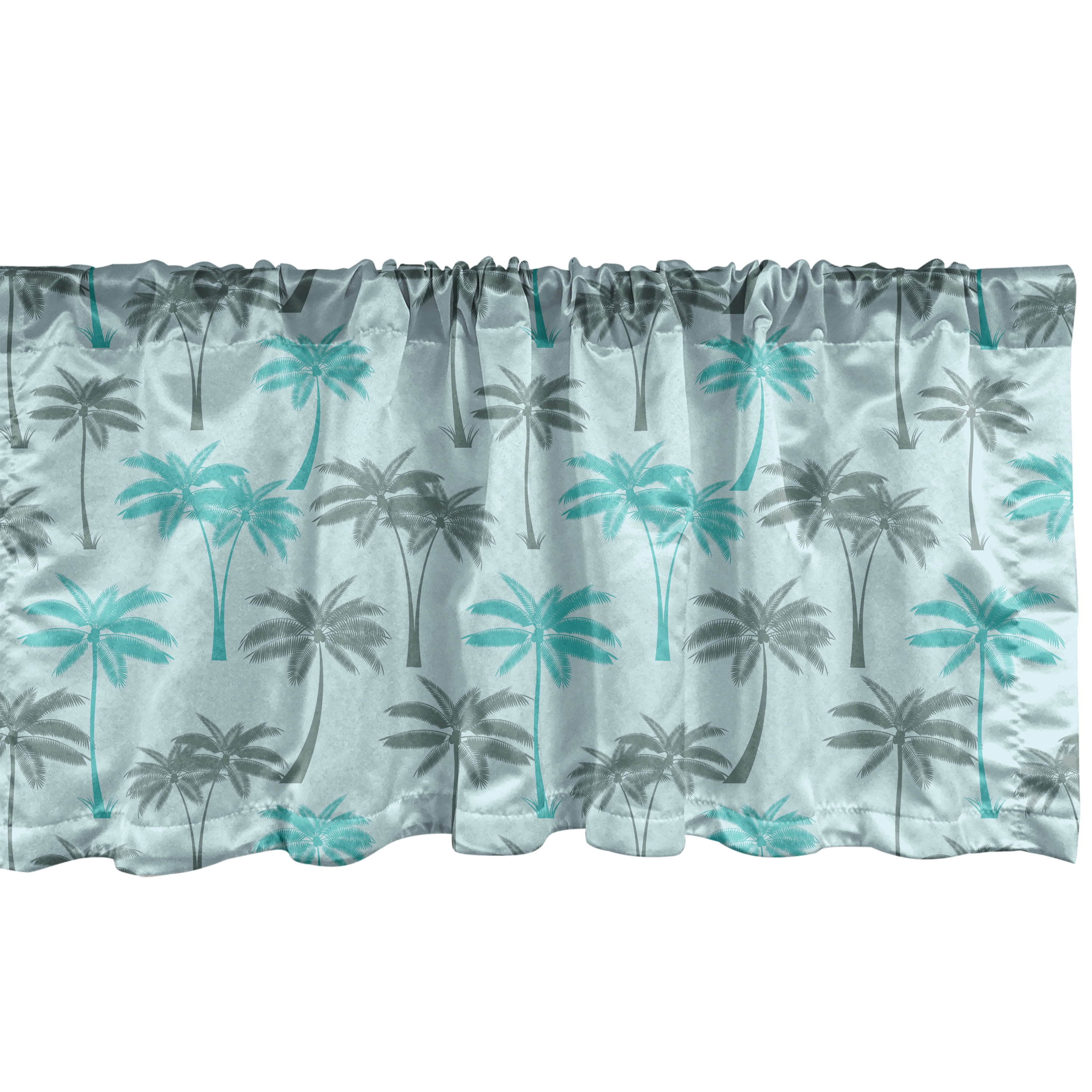 Ambesonne Leaves Valance Pack of 2, Exotic Palm Trees Motif, 54"X18 ...