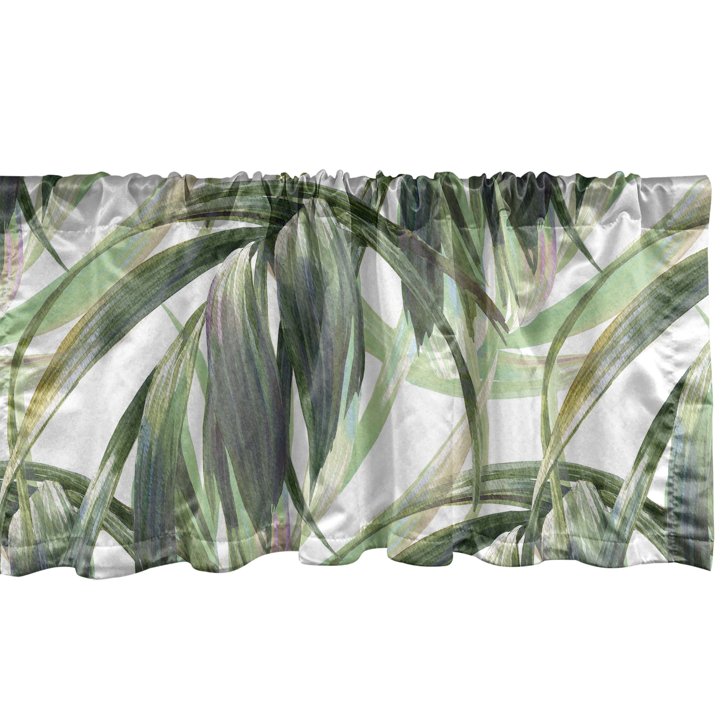 Leaves Window Valance, Tropical Pattern of Exotic Leaf Ornaments ...
