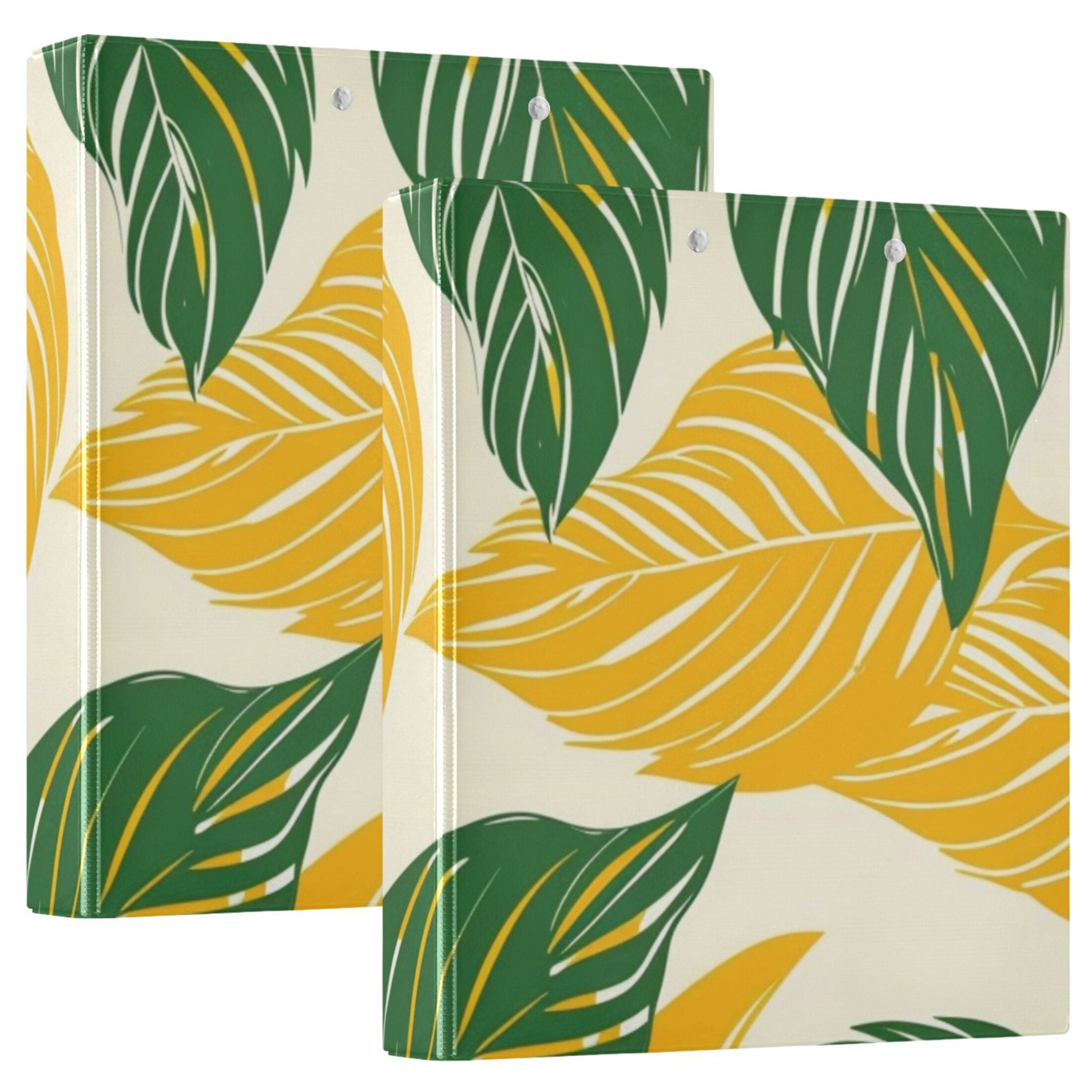 Leaves Yellow Green 3 Ring Binders 1.5 inch Hardcover File Folders with ...
