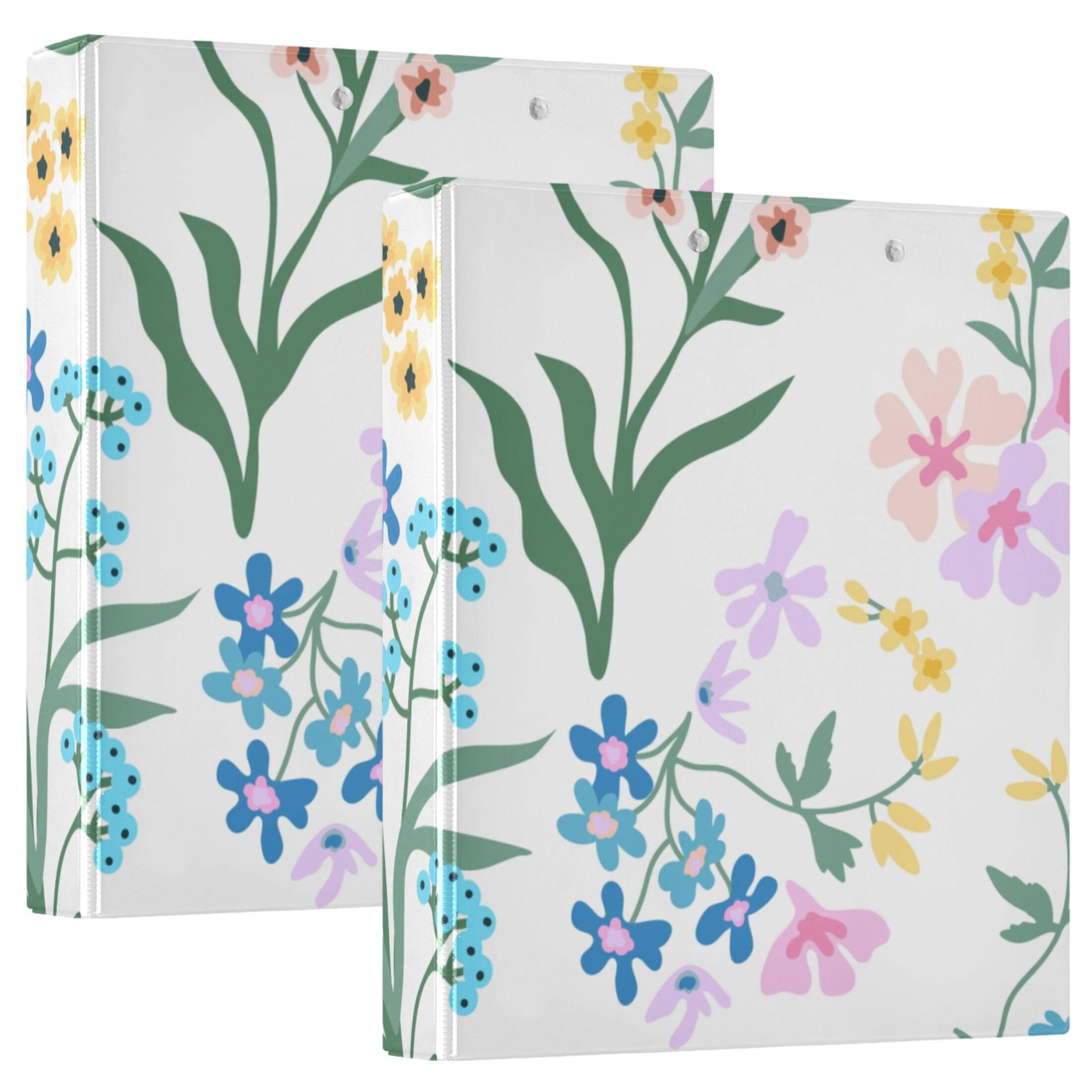 Leaves and Floral Hardcover 3 Ring Binder 1.5 inch Round Rings with ...