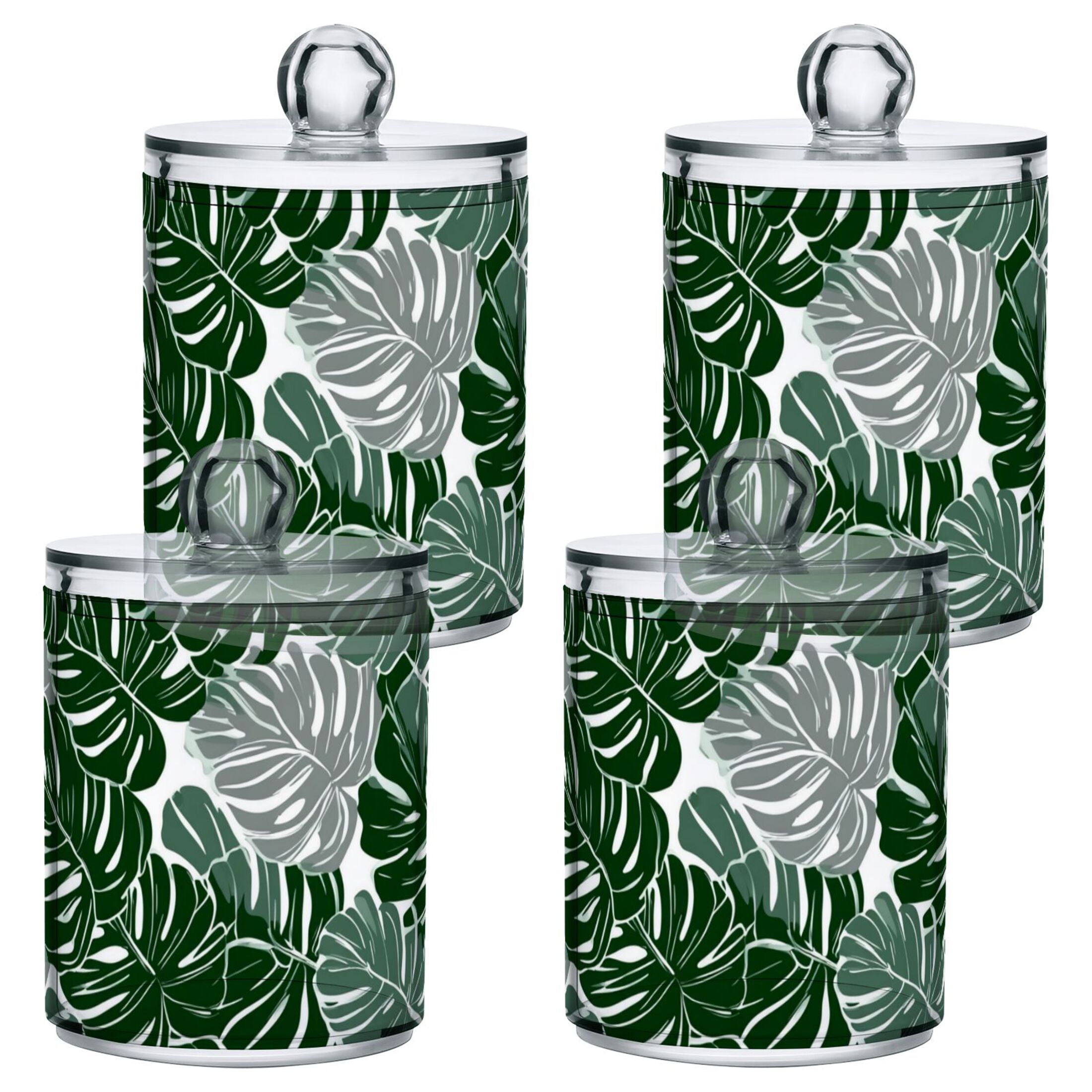 Leaves in Green and Gray Translucent Plastic Cans Storage Canisters ...