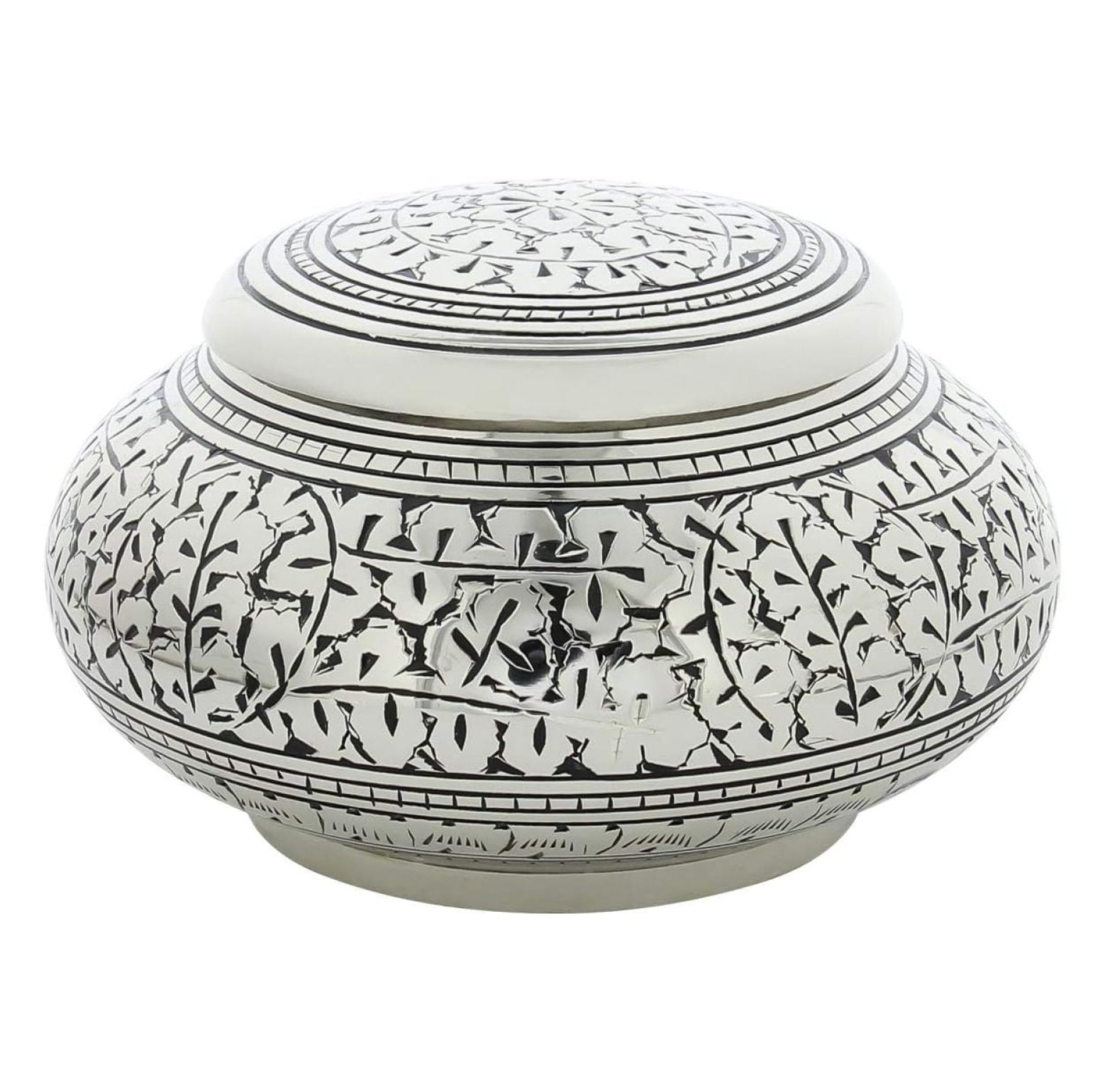 Leaves of Silver Round Cremation Urn for Ashes - Extra Small, Brass ...