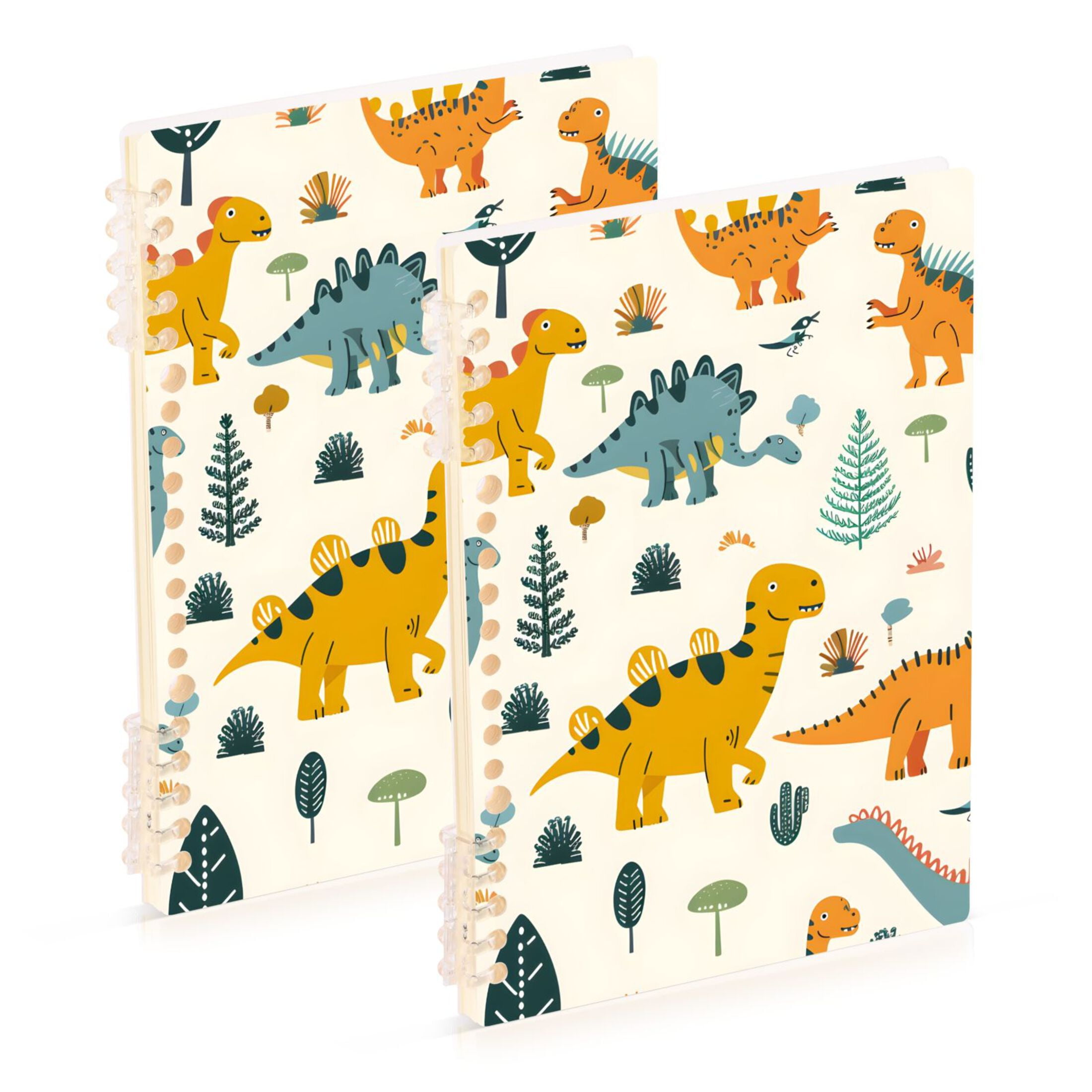 Leaves with Dinosaurs Ring Binder Notebook Journey Note Diary College ...