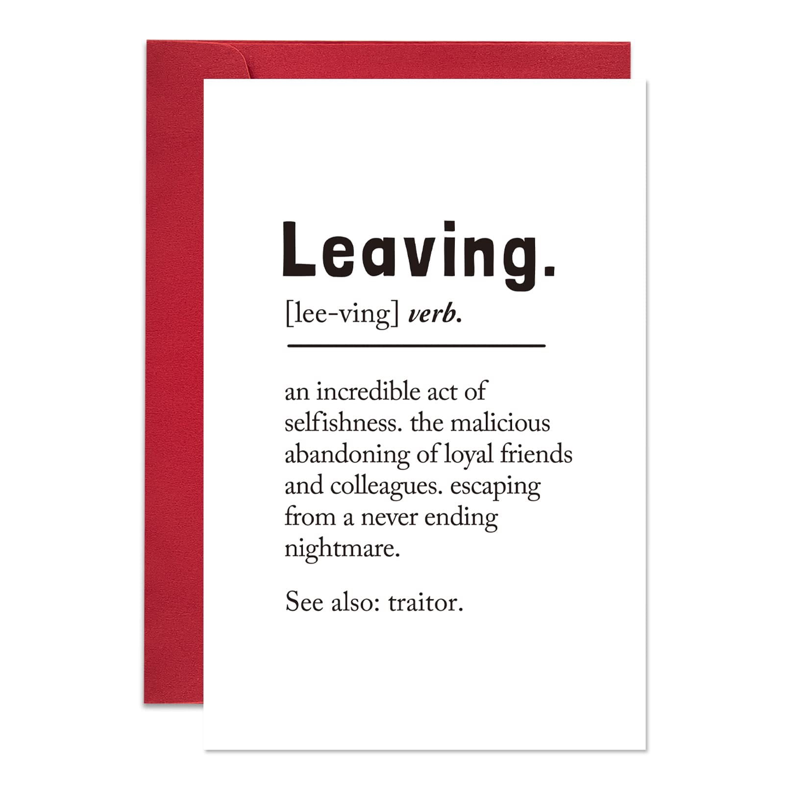 Leaving Card – Humorous Definition of Selfishness – Perfect for ...