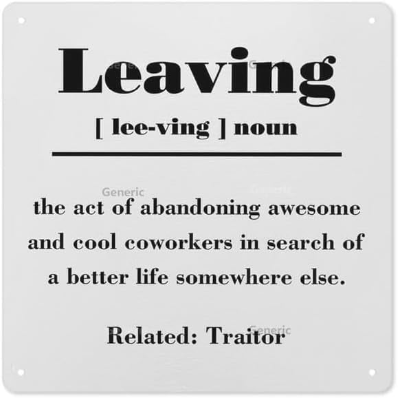 Leaving Definition Office Supplies Decor White Sign Farewell Gifts for ...