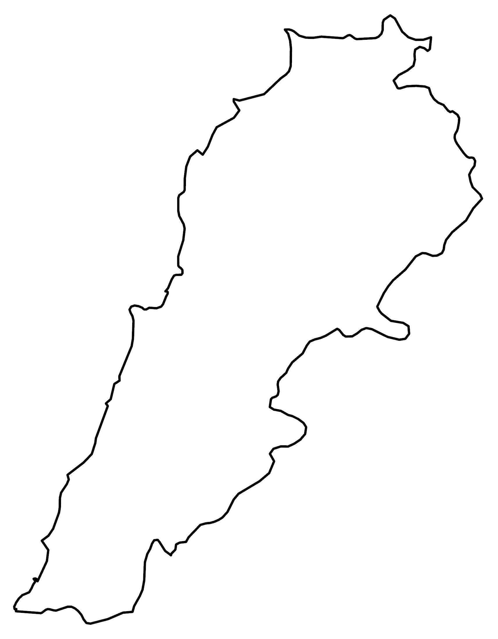 Lebanon Blank Outline Map GLOSSY POSTER PICTURE PHOTO PRINT BANNER ...