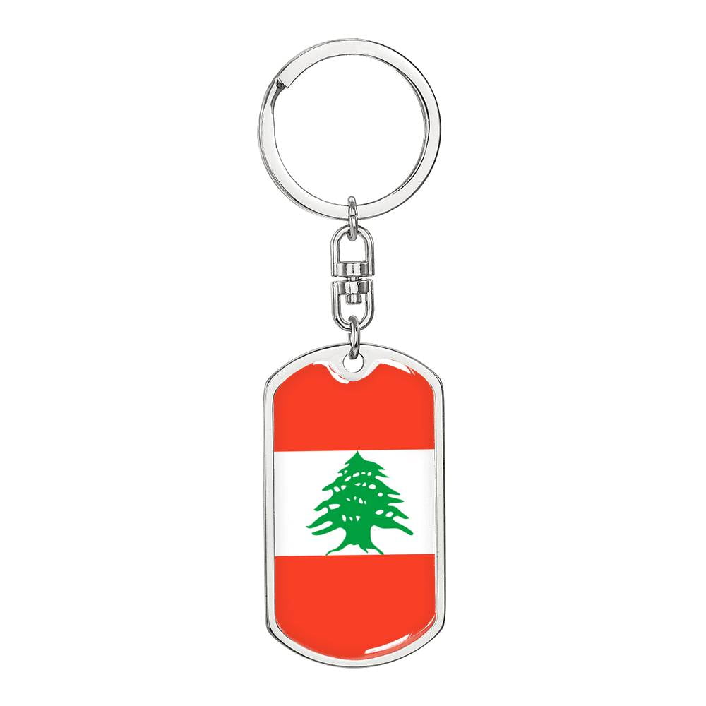 Lebanon Flag Keychain Dog Tag Stainless Steel or 18k Gold - Walmart.com