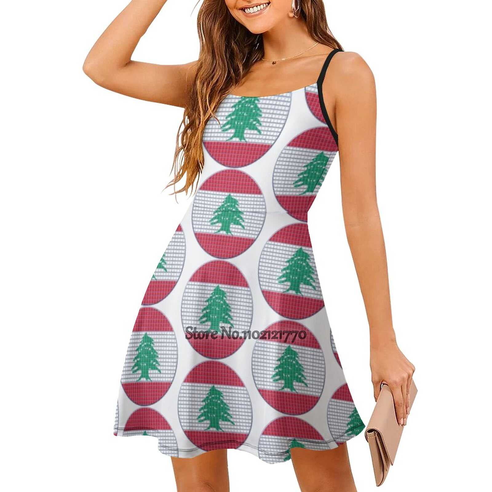 Lebanon Flag Rounded - Squares Pixel Back Lacing Backless Dress Square ...