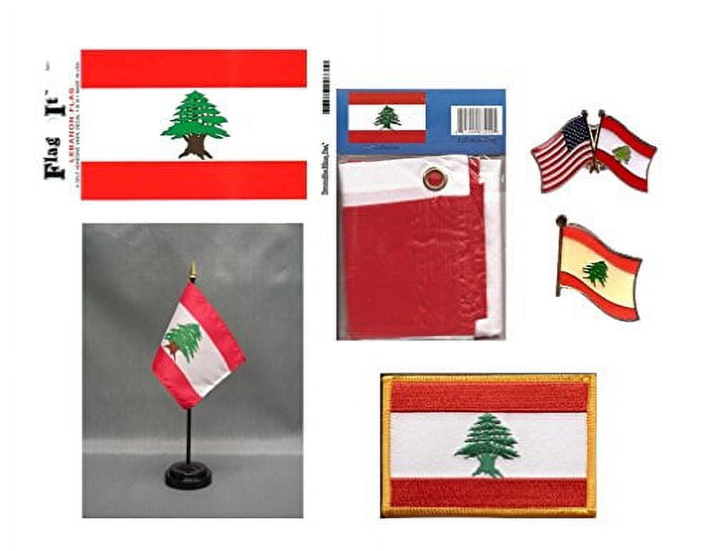 Lebanon Heritage Flag Pack - Includes a Lebanese 3x5' Flag, Vinyl Flag ...
