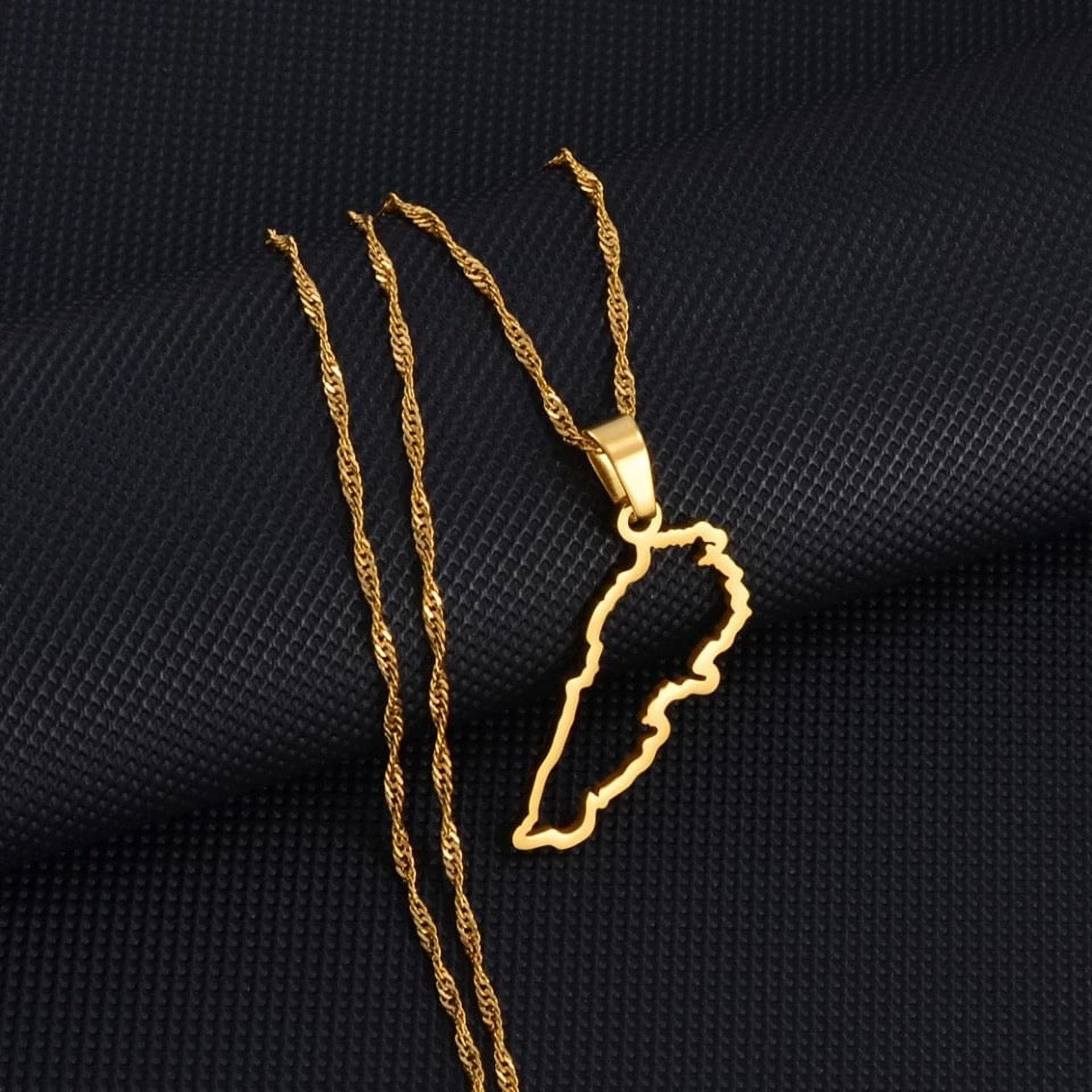Lebanon Outline Map Necklace Chain Pendant - Walmart.com