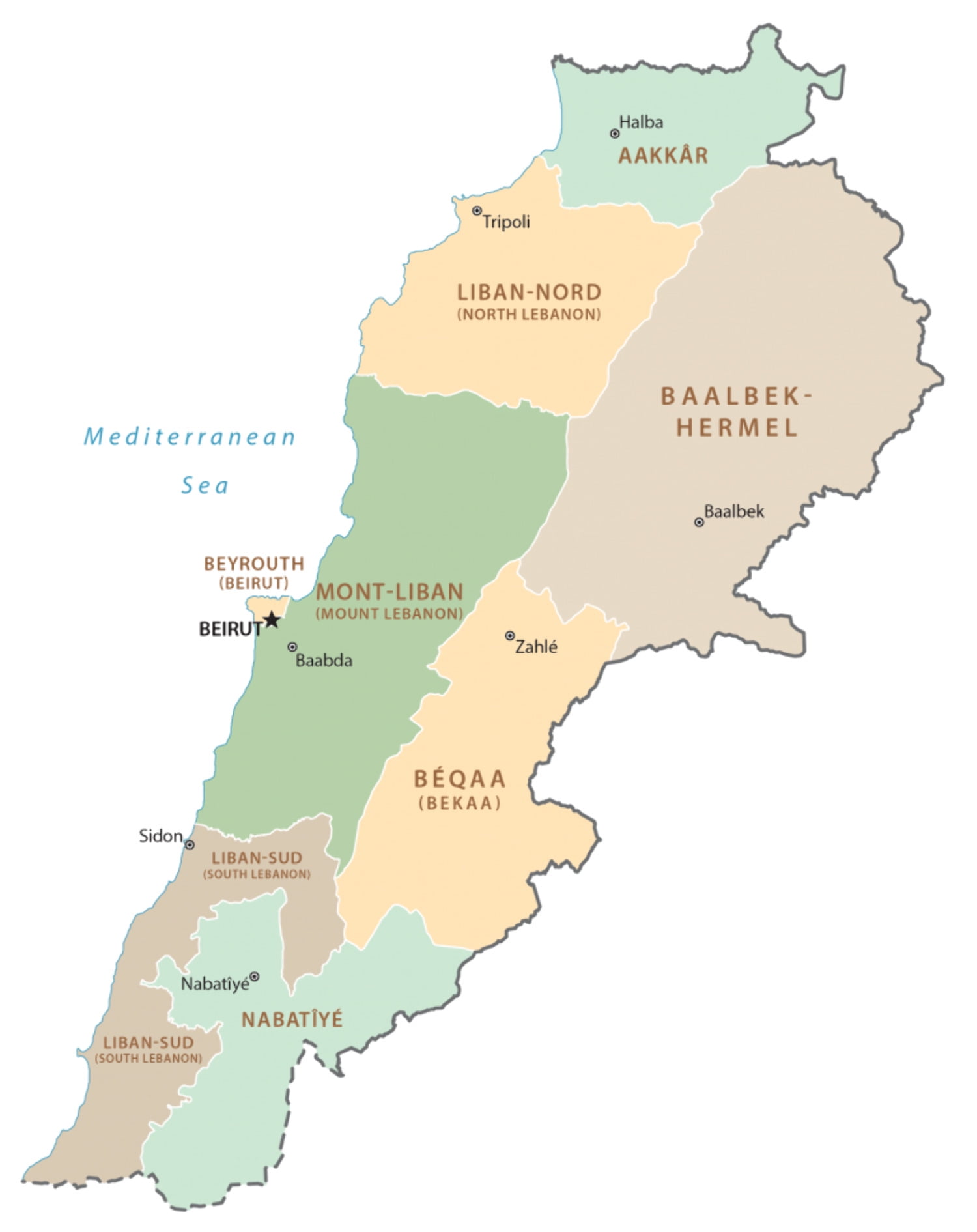 Lebanon Province Map GLOSSY POSTER PICTURE PHOTO PRINT BANNER ...