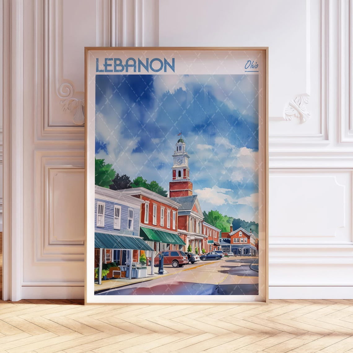 Lebanon Watercolor Poster - Lebanon Wall Art - Ohio Travel Poster ...
