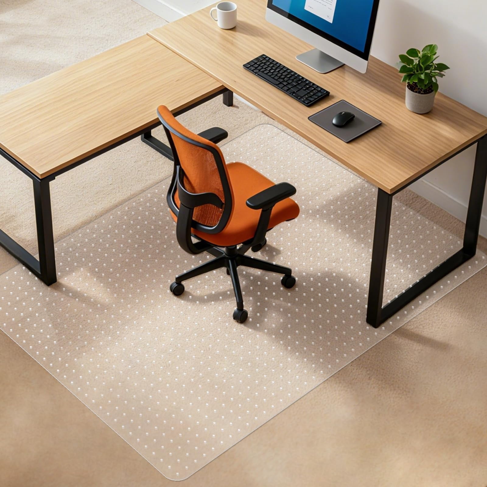 Lebata Office Chair Mat For Carpet Floor 48" X 65" Slip Resistant Heavy ...