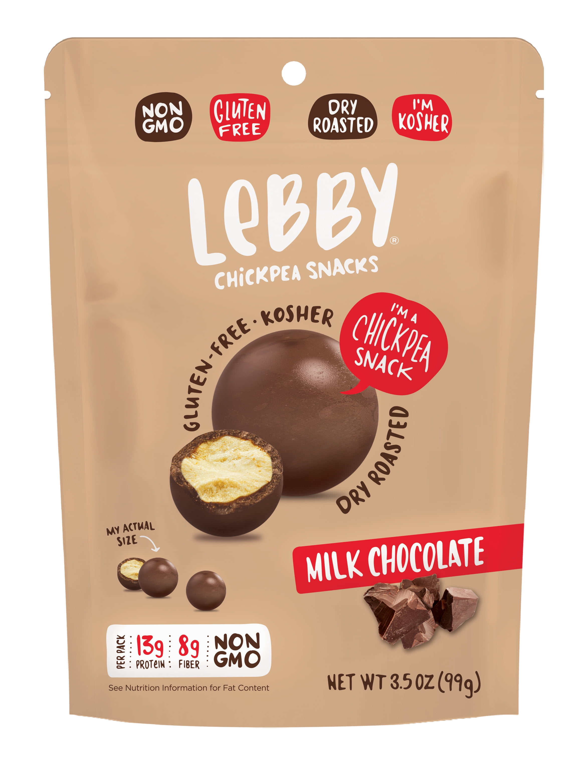 Lebby Chickpea Snacks (Milk Chocolate, 3.5 oz, 6 pack), Gluten Free ...