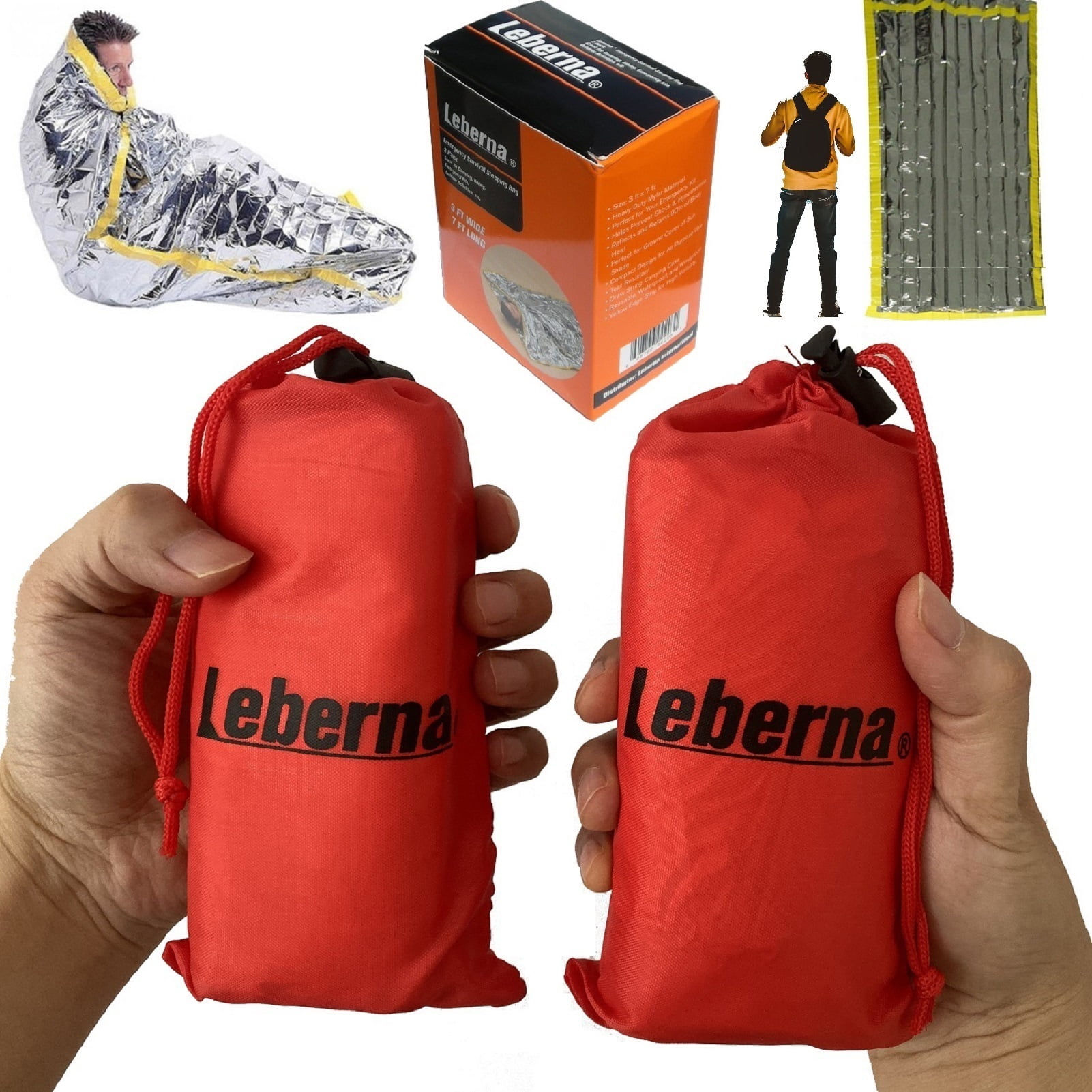 Leberna Emergency Survival Foil Mylar Thermal Sleeping Bag 3 FT x 7 FT ...