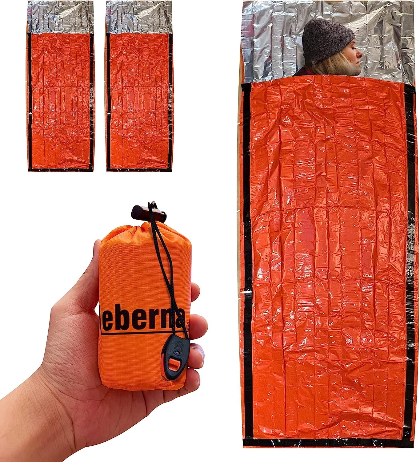 Leberna Emergency Survival Foil Mylar Thermal Sleeping Bag 3 FT x 7 FT ...