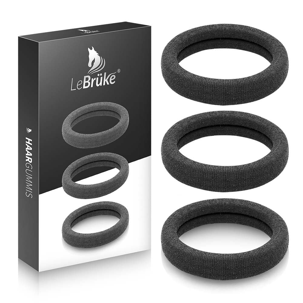 Lebruke® 50 Hair Ties Black – No Metal – Elastic & Premium Cotton ...