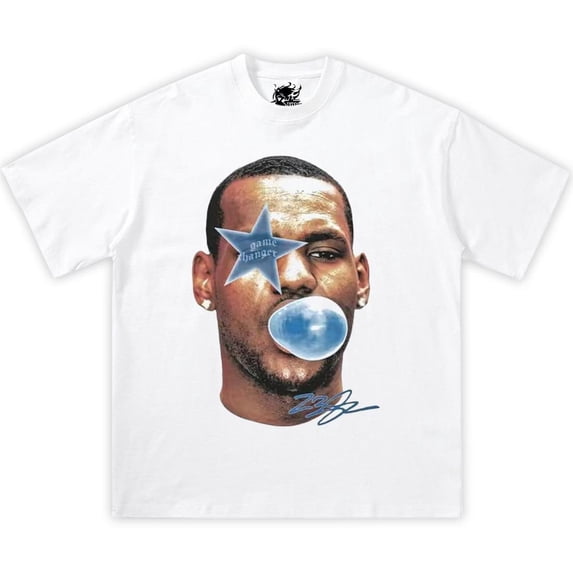 Lebron J@mes Bubble Gum Blue Boxy Cotton Tee Shirt, y2k, streetwear ...