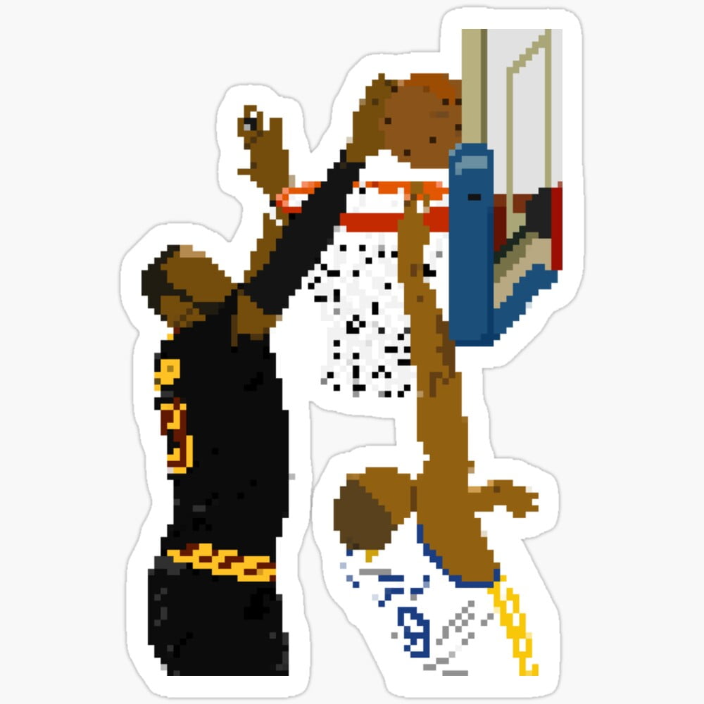 Lebron James Blocks Andre Iguodala (Pixel Art) Sticker Phone Decal ...
