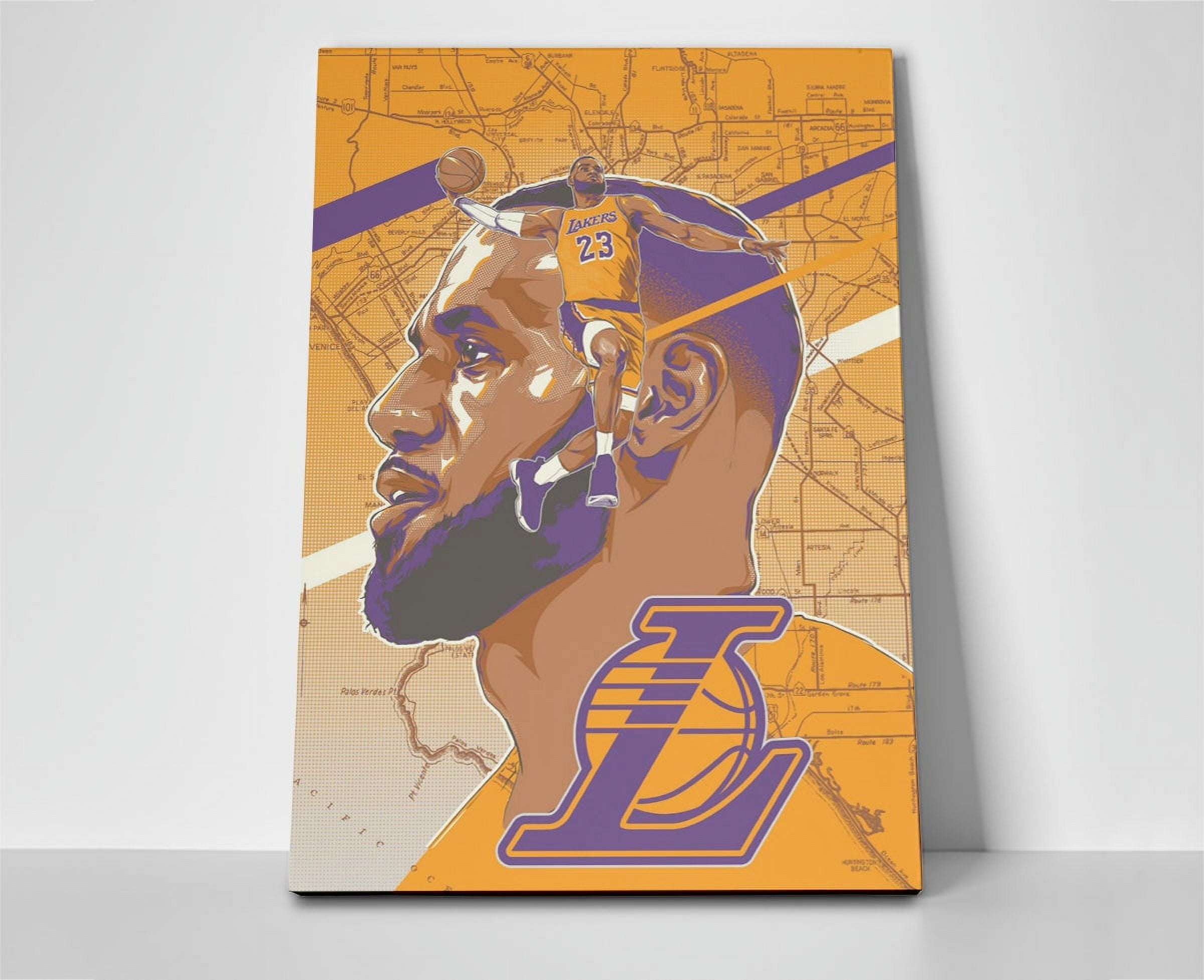 Lebron James Lakers Map Poster or Wrapped Canvas - Walmart.com