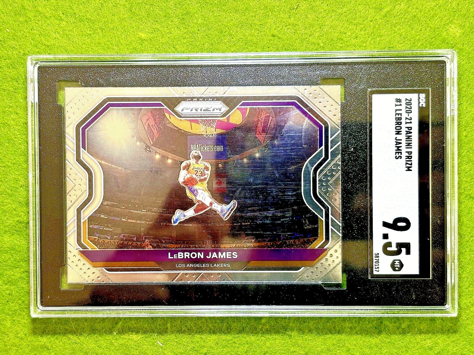 Lebron James PRIZM Kobe Bryant TRIBUTE CARD SGC 9.5 LAKERS 2020-21 ...