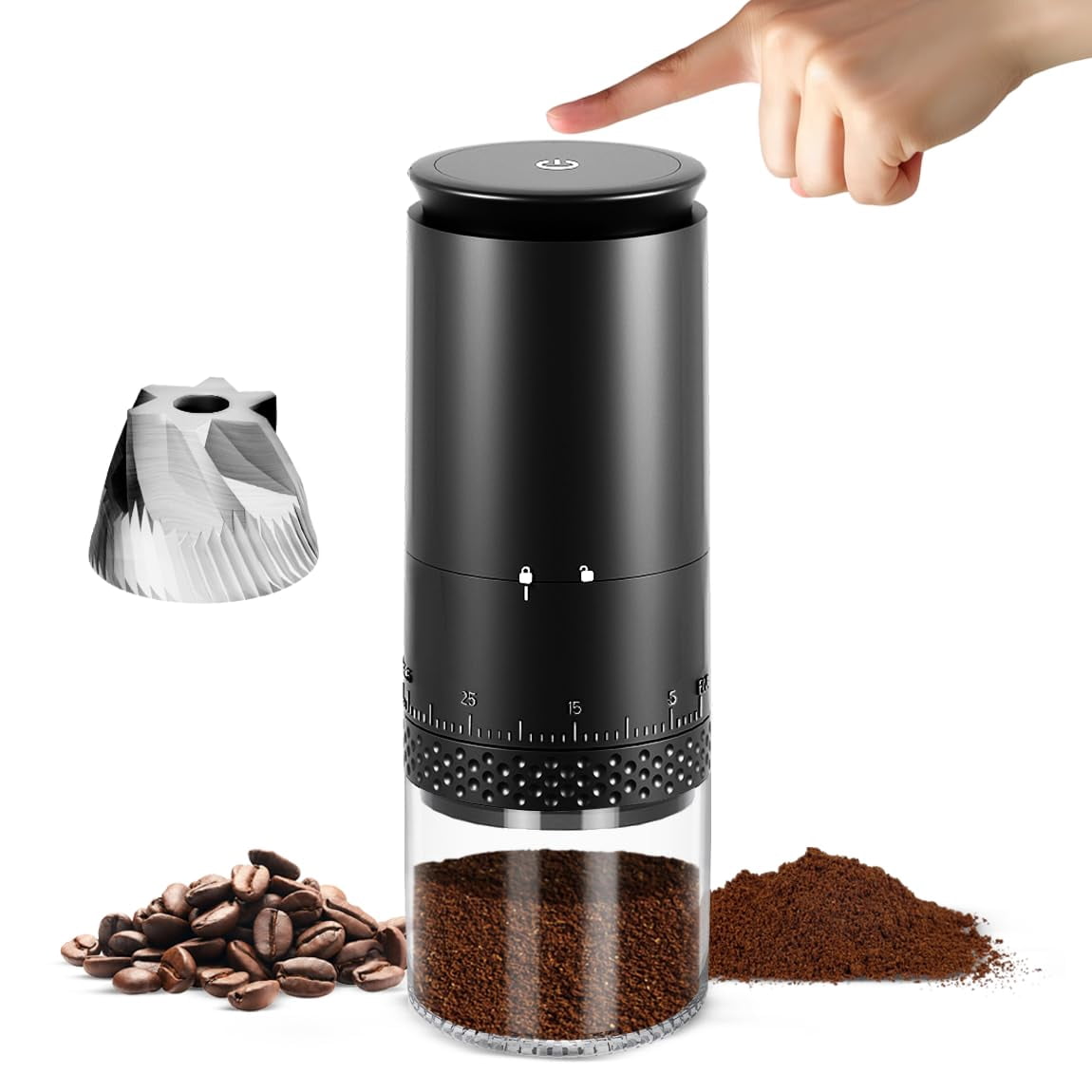 Leburry Portable Coffee Grinder - Rechargeable Espresso Coffee Grinder ...