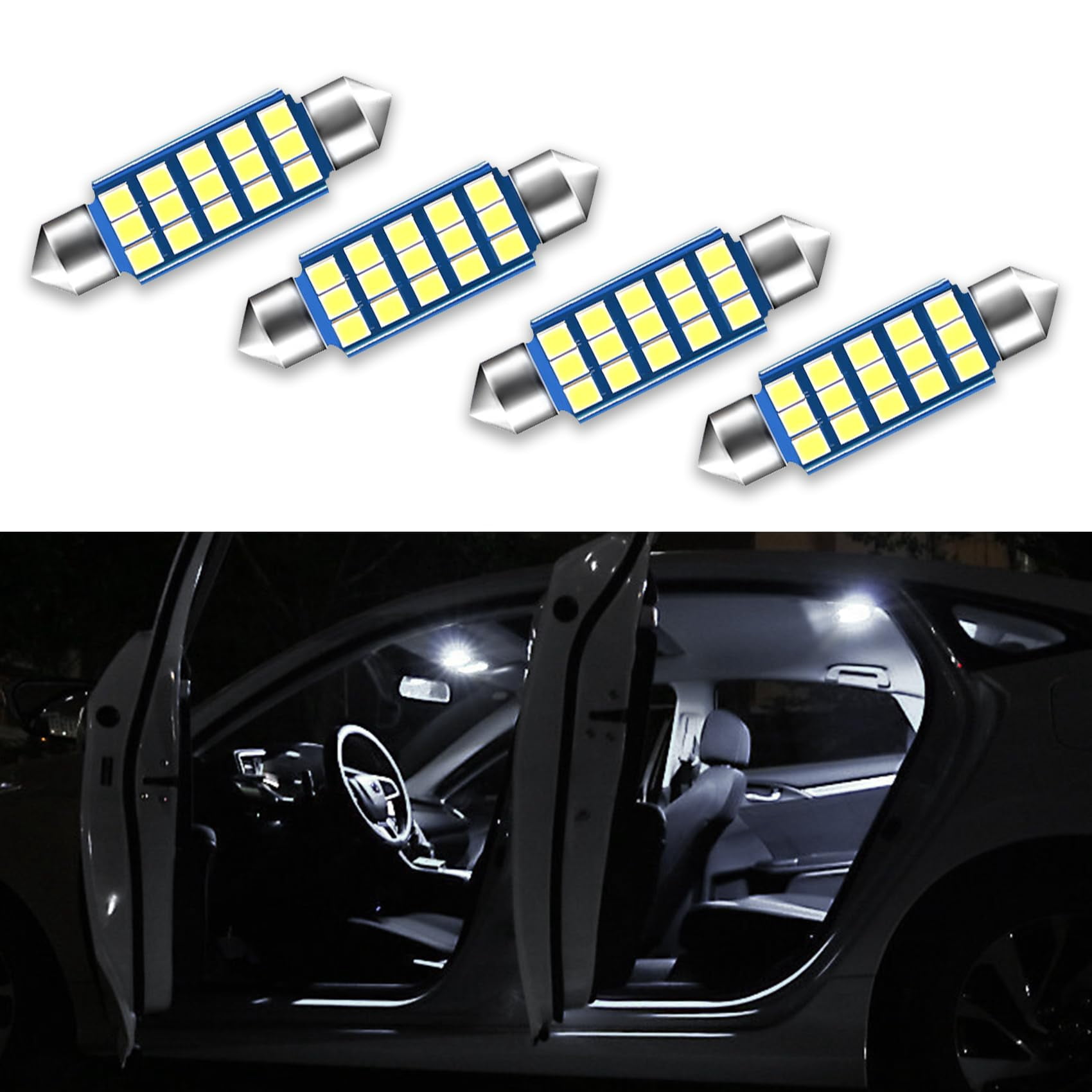 Lecctso 4PCS LED Extremely Bright Bulbs, LED H2FSDInterior Car Lights ...