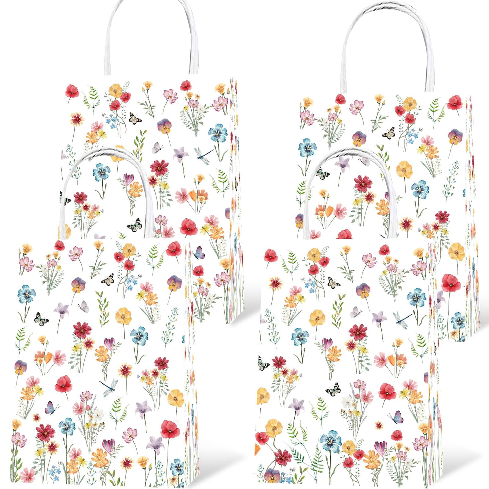 Lecheme Floral Gift Bags 24 PCS Wildflower Gift Bags Spring Flower ...