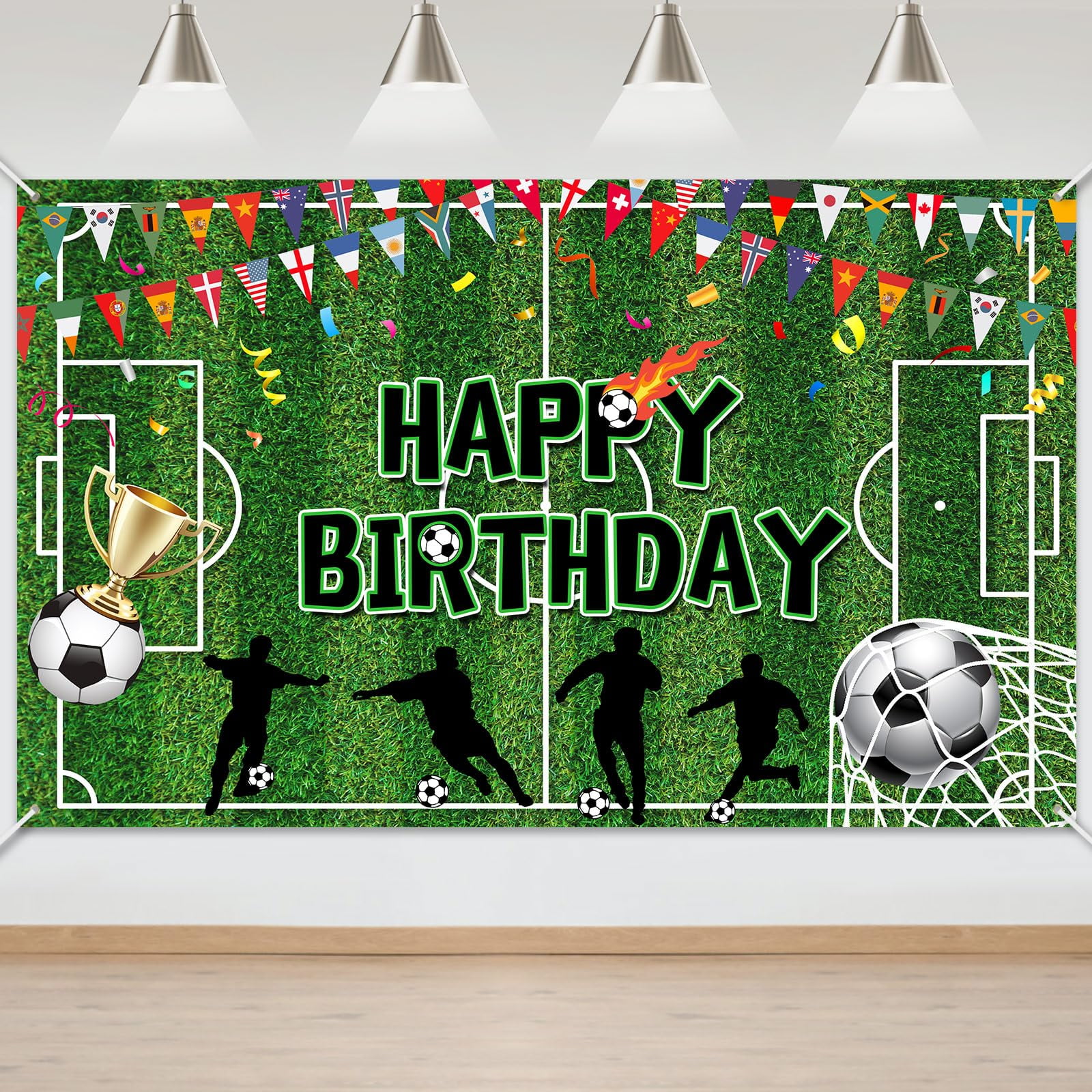 Lecheme Soccer Birthday Backdrop 6x3.6 ft Football Field Banner for Boy ...
