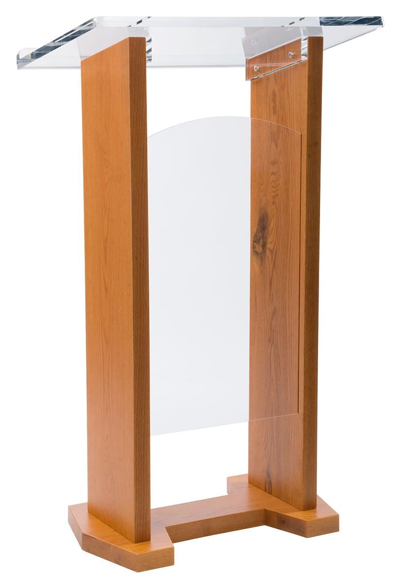 Lectern Podium, Solid Oak and Clear Acrylic, 2 Interchangable Front ...