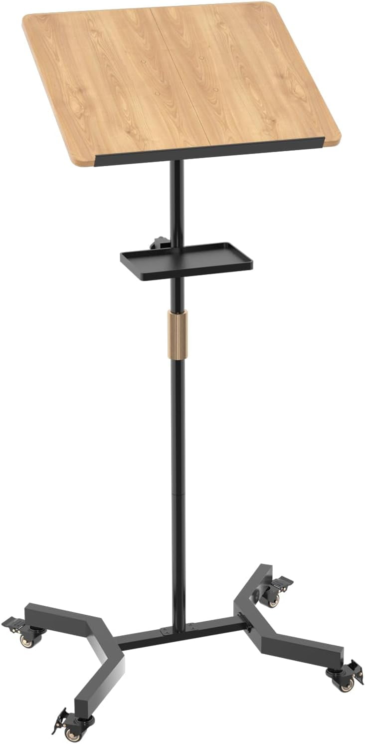 Lectern Podium Stand with Storage Platform, Height Adjustable Mobile ...