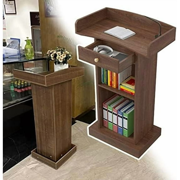 Lectern Podium Stand,Wood Floor Standing Pulpit Podium, Compact Church ...