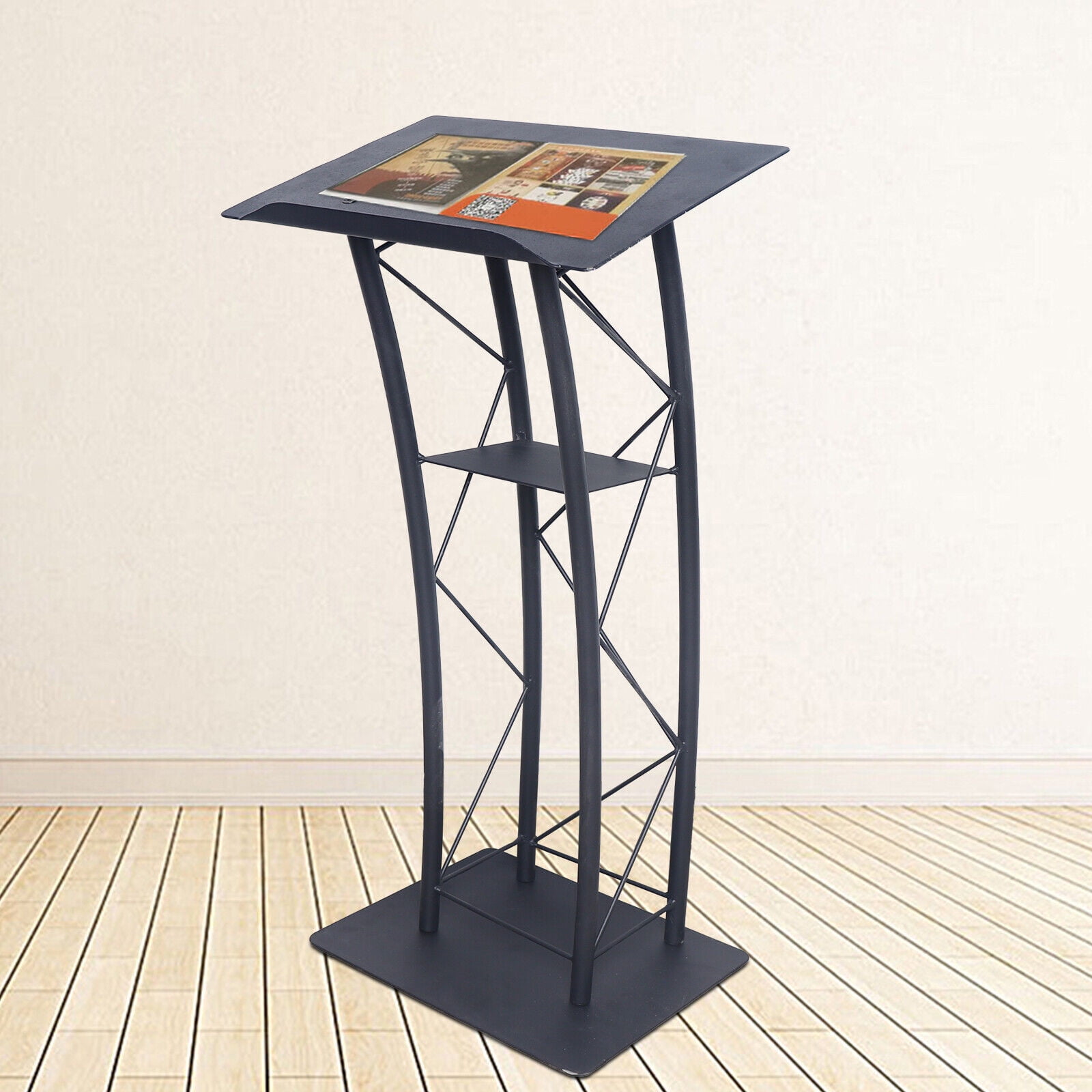 Lecture Speaking Stand Black Wrought Iron Curved Church Podium Truss ...