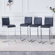 Summit Living 24-Inch White & Gold Bar Stools Set of 4 for Kitchen ...