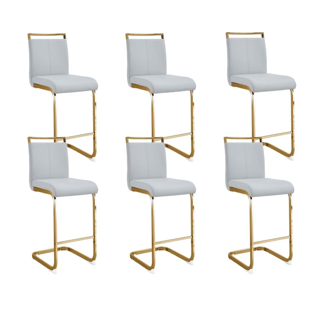 Lecut Modern Counter Height Bar Stools Set of 6, Leather Upholstered ...