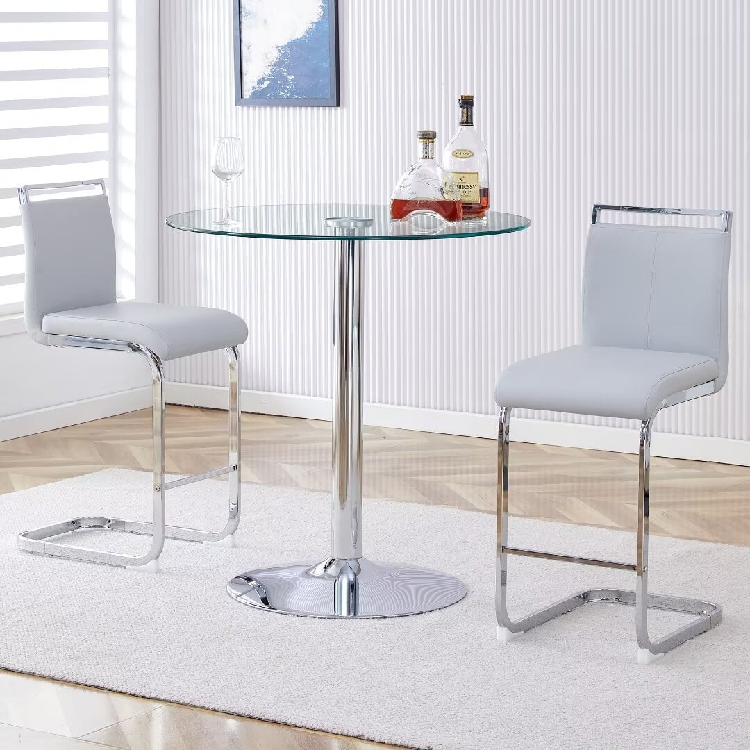 Lecut 3 Pieces Bar Table Set, Bistro Kitchen Table Sets with 2 PU ...