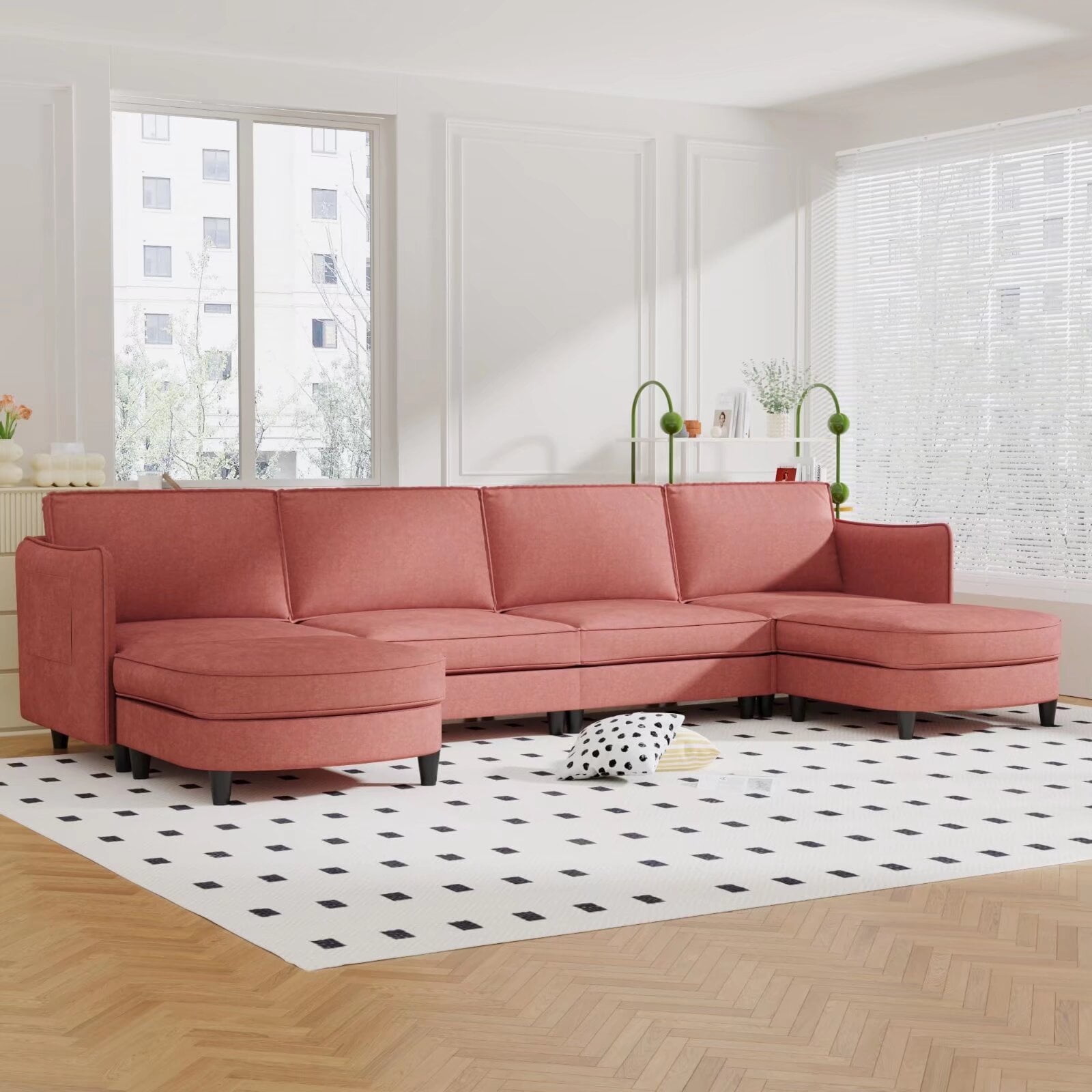 Lecut Sectional Sofa Couch with 2 Ottoman Convertible U Shaped Couch ...