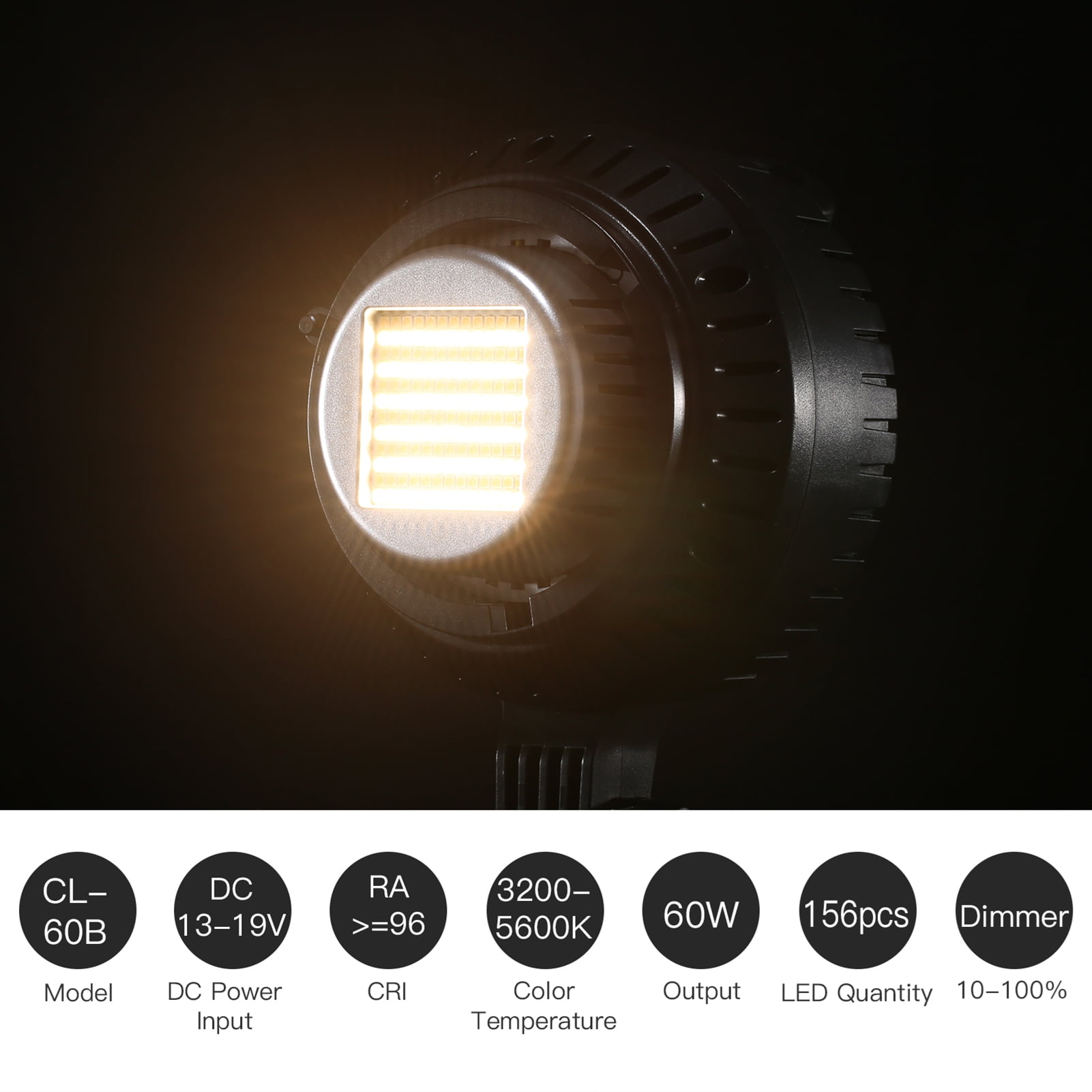 Led 60W Professional Studio Light LED Video Light Bi-Color Temperature 3200K-5600K With Mount ...
