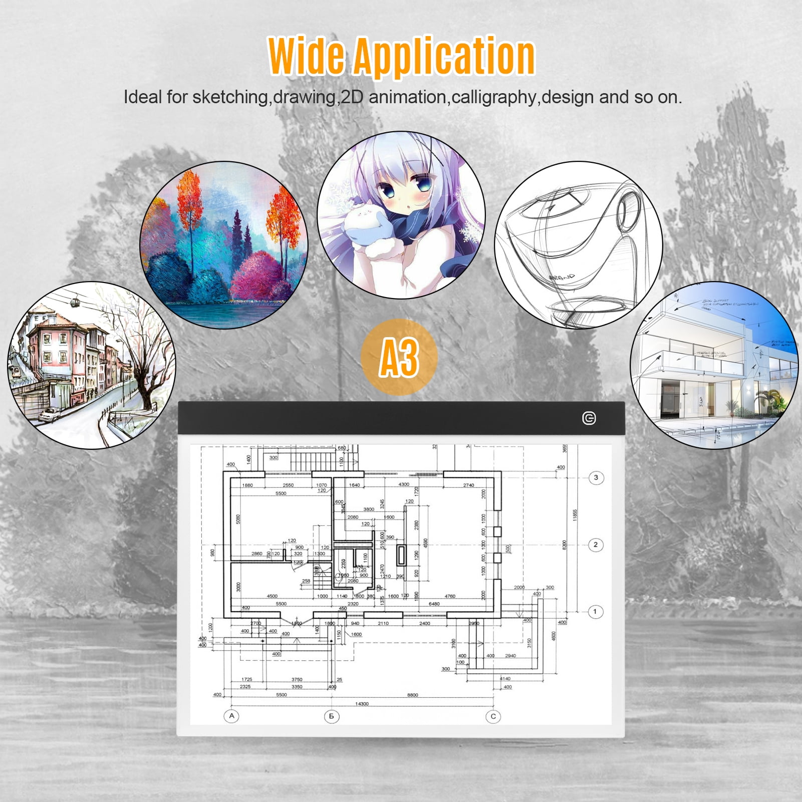 Led A3 Copyboard Ultra-thin LED Light Pad Stepless Brightness ...
