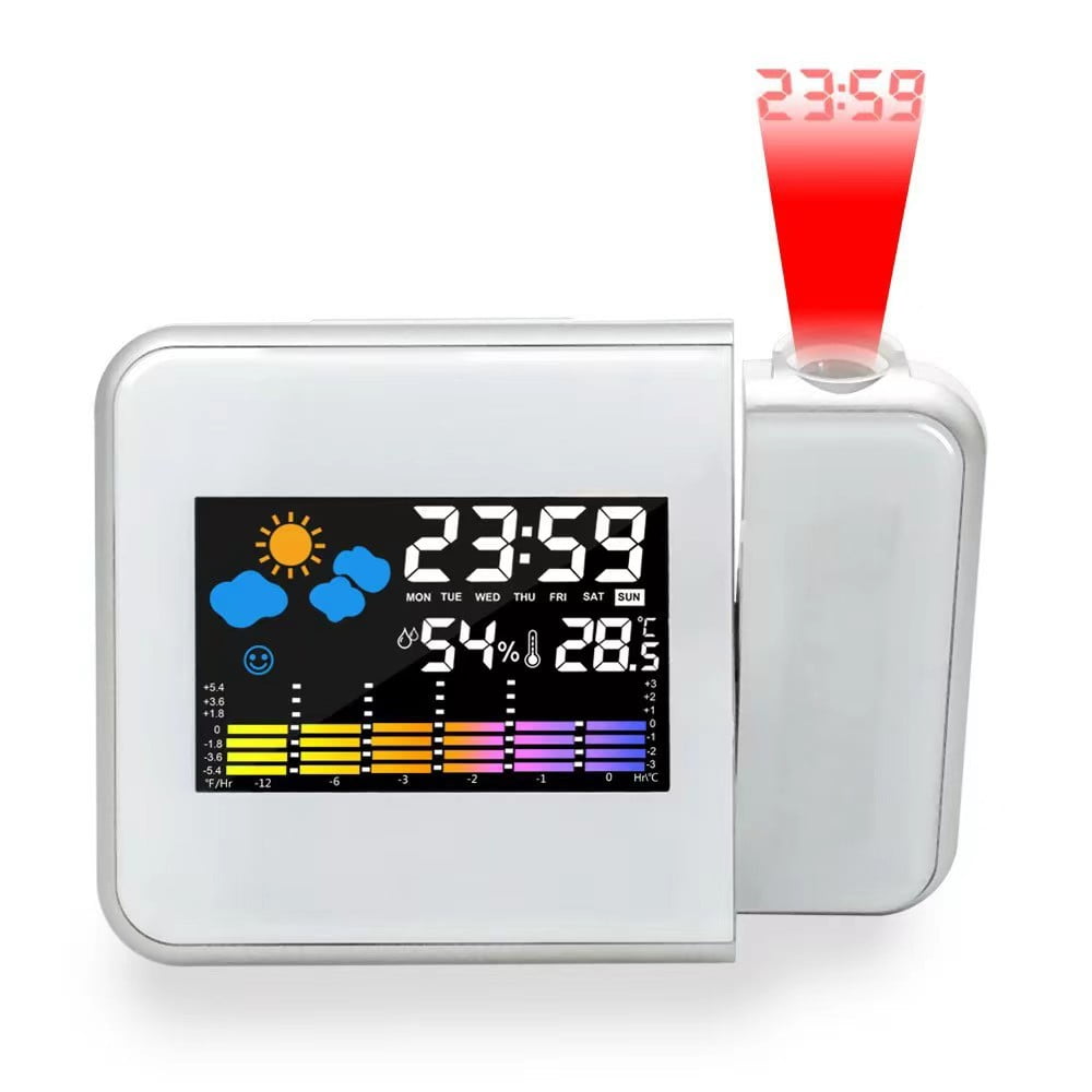 Led Alarm Projection Clock Thermometer Hygrometer Wireless Weather ...