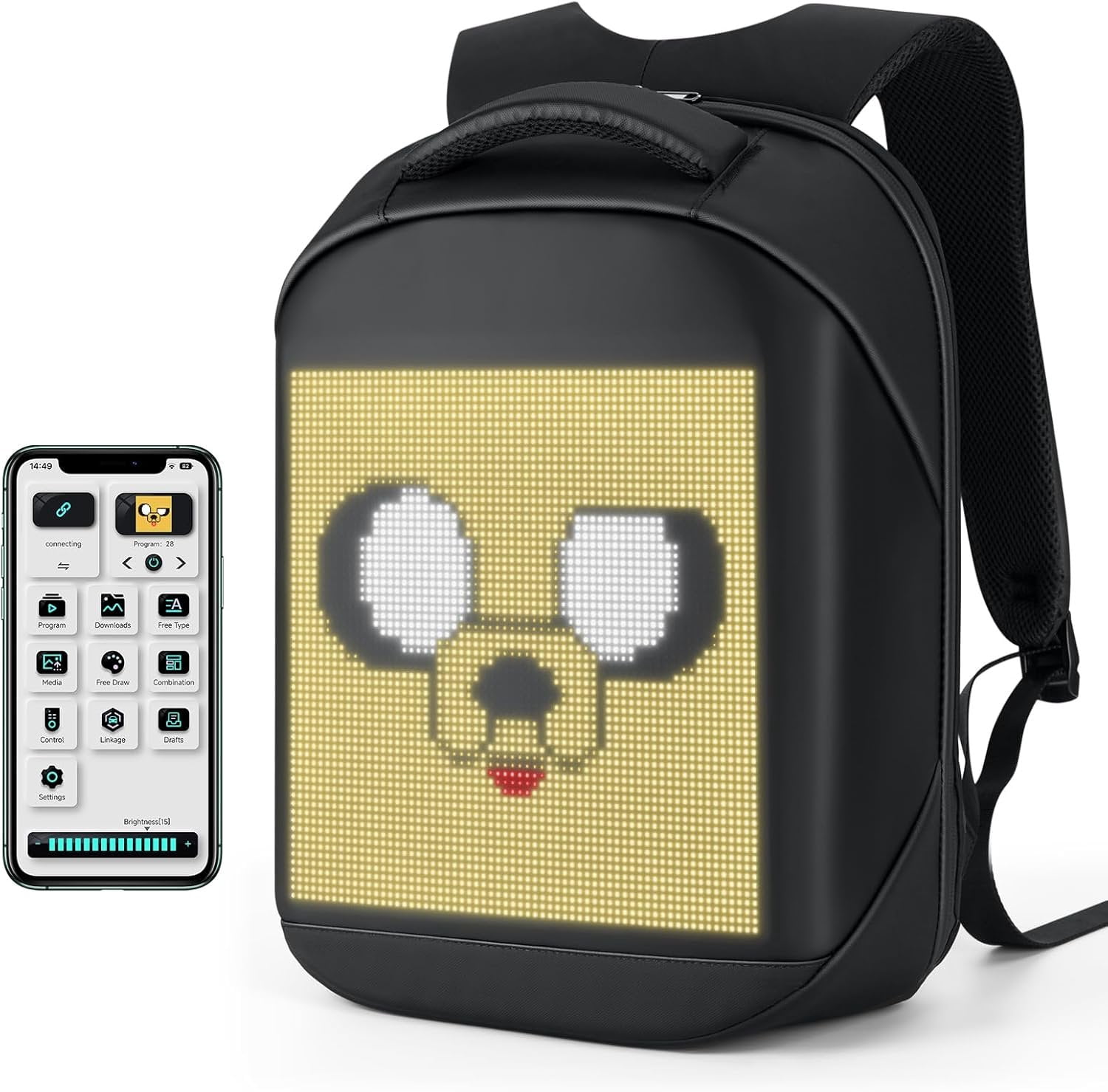 Led Backpack with Programmable Screen,Laptop Backpack with APP Control ...