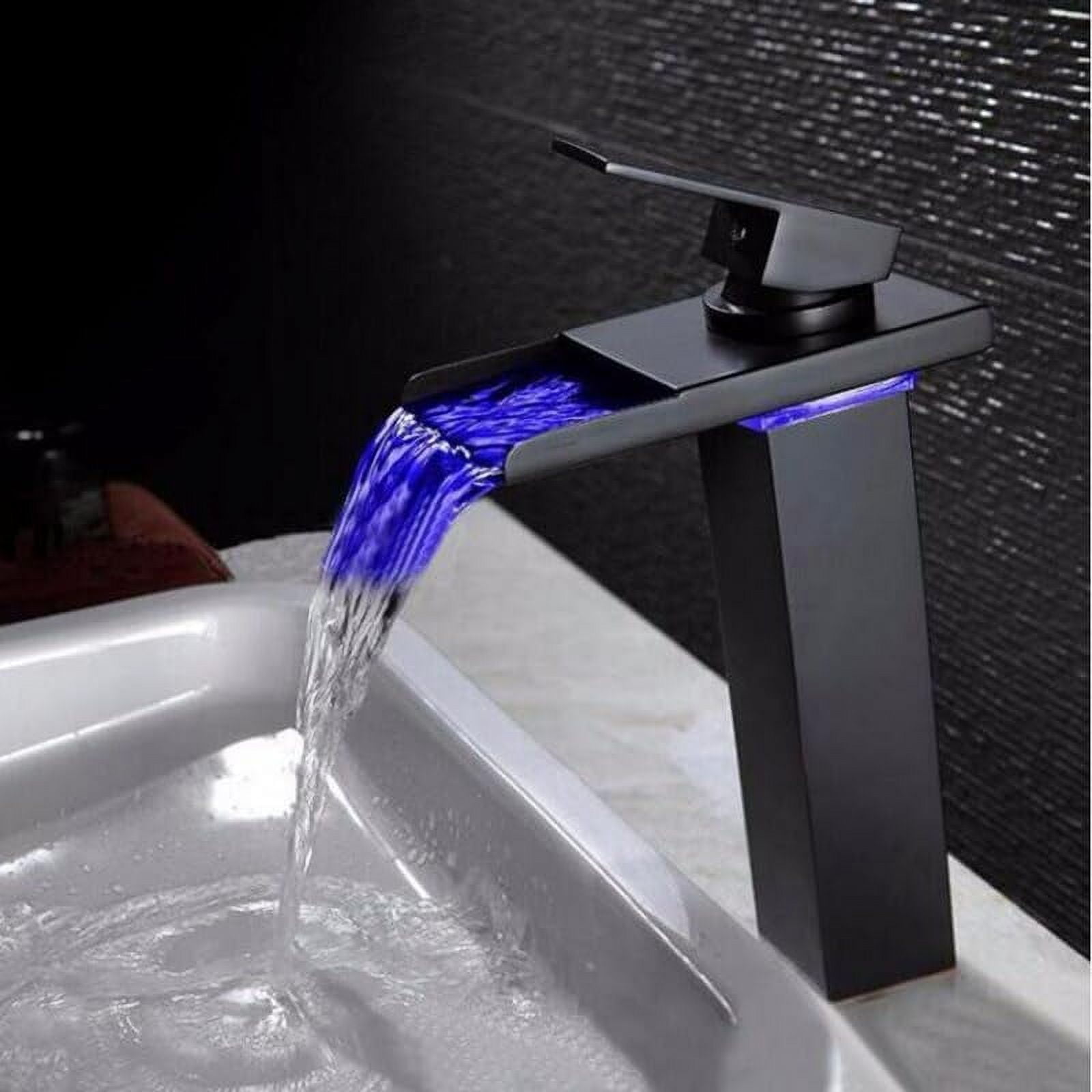 Led Basin Faucets White Brass Waterfall Bathroom Sink Faucet Single ...