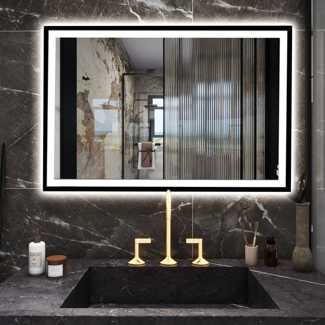 Led Bathroom Mirror 24x36 Inch,front And Backlight Wall Mirror,3 Colors ...