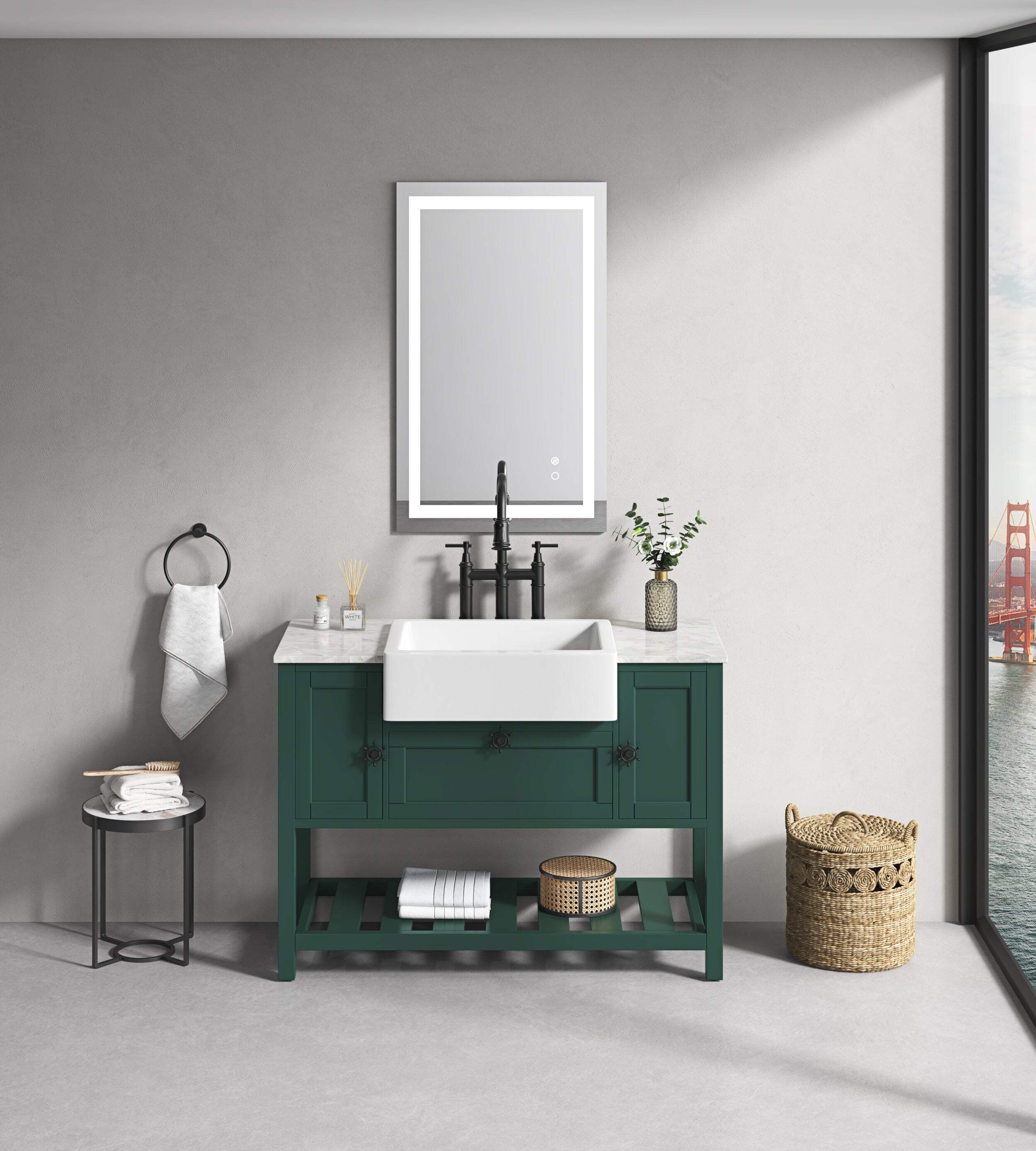 Led Bathroom Mirror 40 "X24" With Front And Backlight, Large Dimmable ...