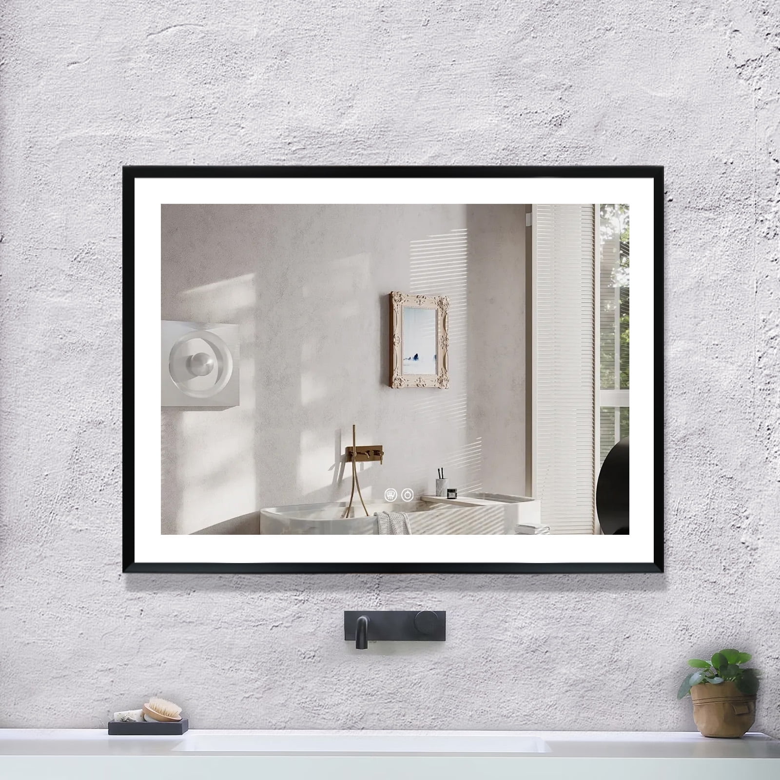 Led Bathroom Mirrors For Wall - Aluminum Framed, Anti-Fog Vanity Mirror ...