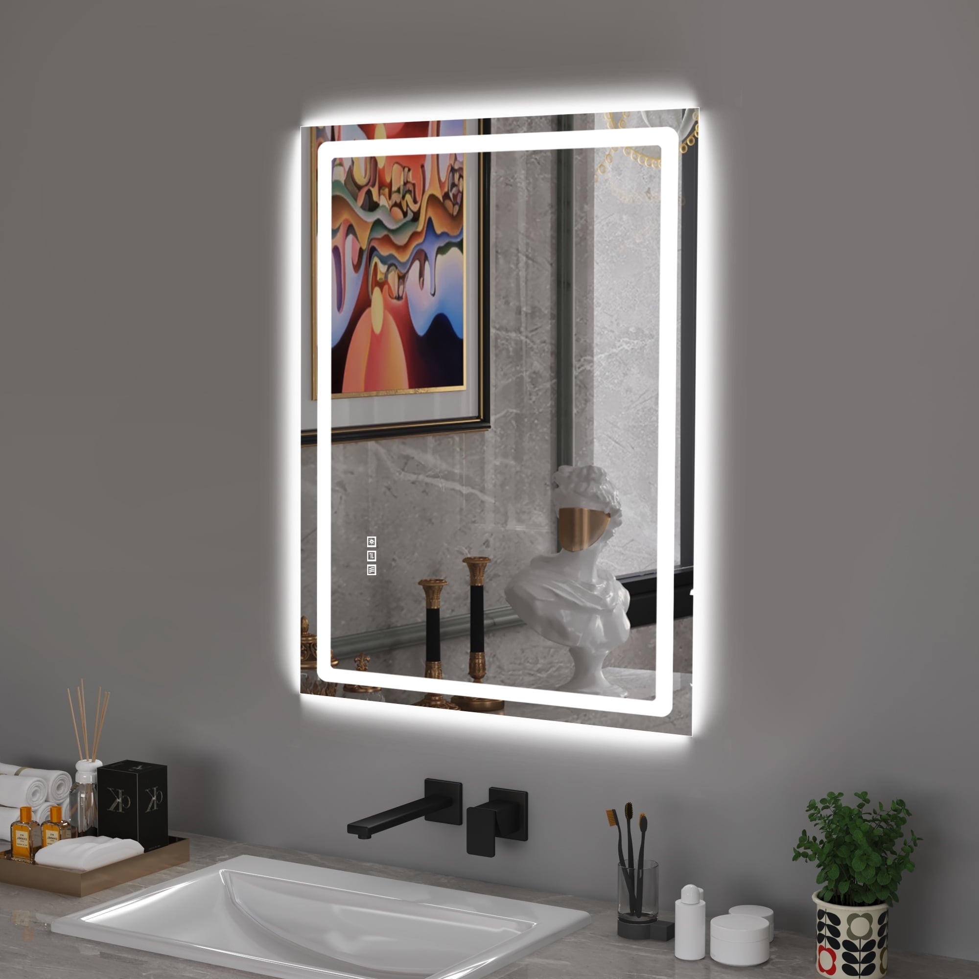 Led Bathroom Wall Mirrors 48" x 32" Anti Fog Wall Mounted Lighted ...