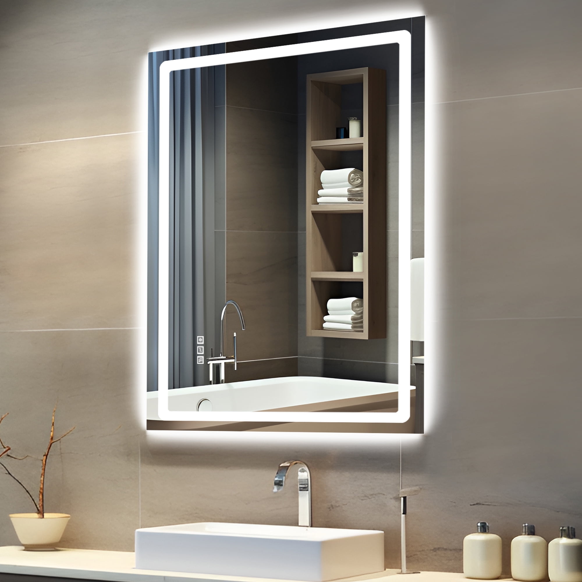 Led Bathroom Wall Mirrors 48" x 36" Anti Fog Wall Mounted Lighted ...
